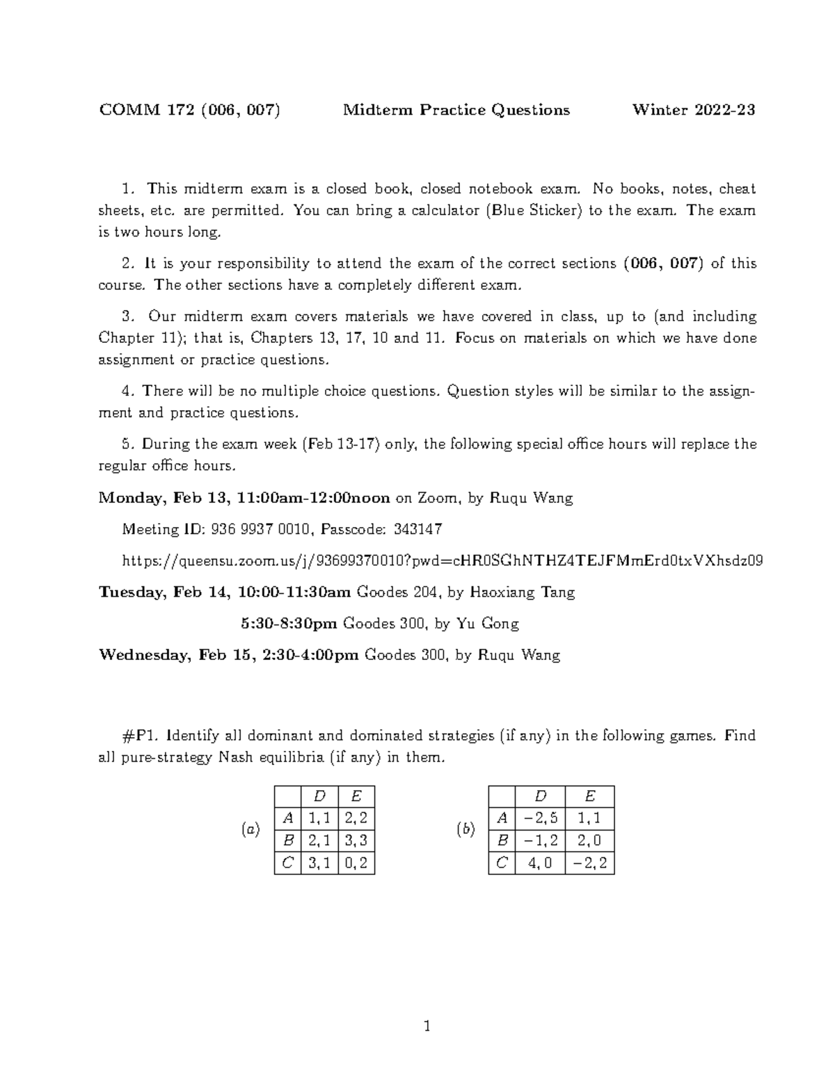 172(6,7) Mid Practice W2023 - COMM 172 (006, 007) Midterm Practice ...
