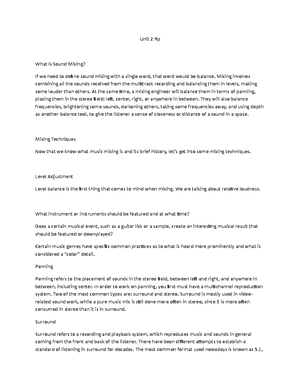 Sound editing - UNIT 4 SOUND EDITING AND MIXING Structure 4 ...