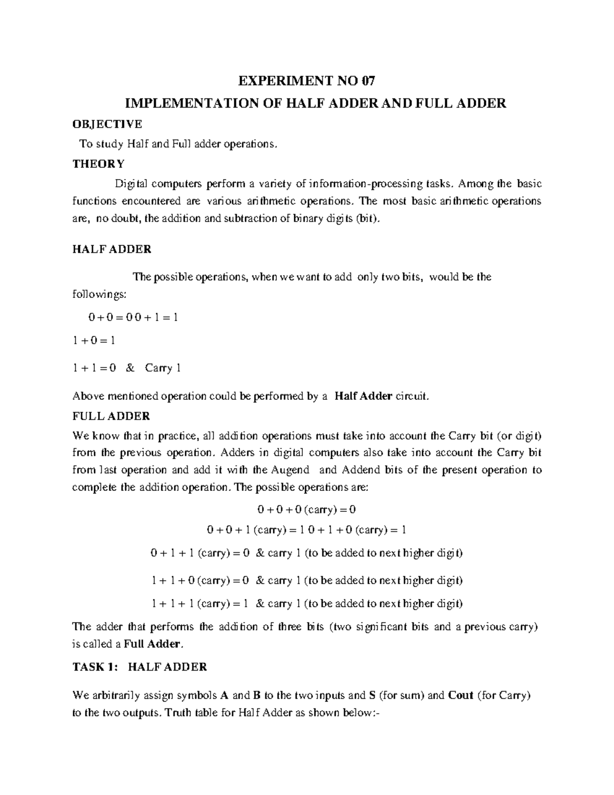 1588506757-lab-session-08 - EXPERIMENT NO 07 IMPLEMENTATION OF HALF ...