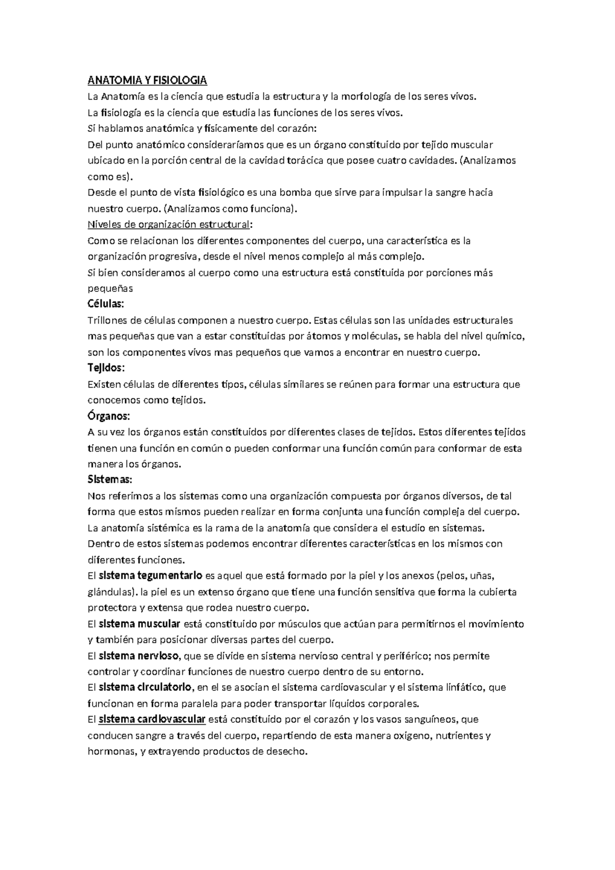 1- Generalidades - ANATOMIA Y FISIOLOGIA La Anatomía es la ciencia que ...