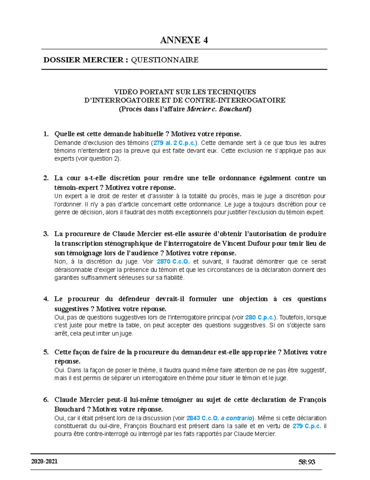 JOUR 58 ÉTUD annexe 4 - Matière pertinente pour le droit de la famille ...