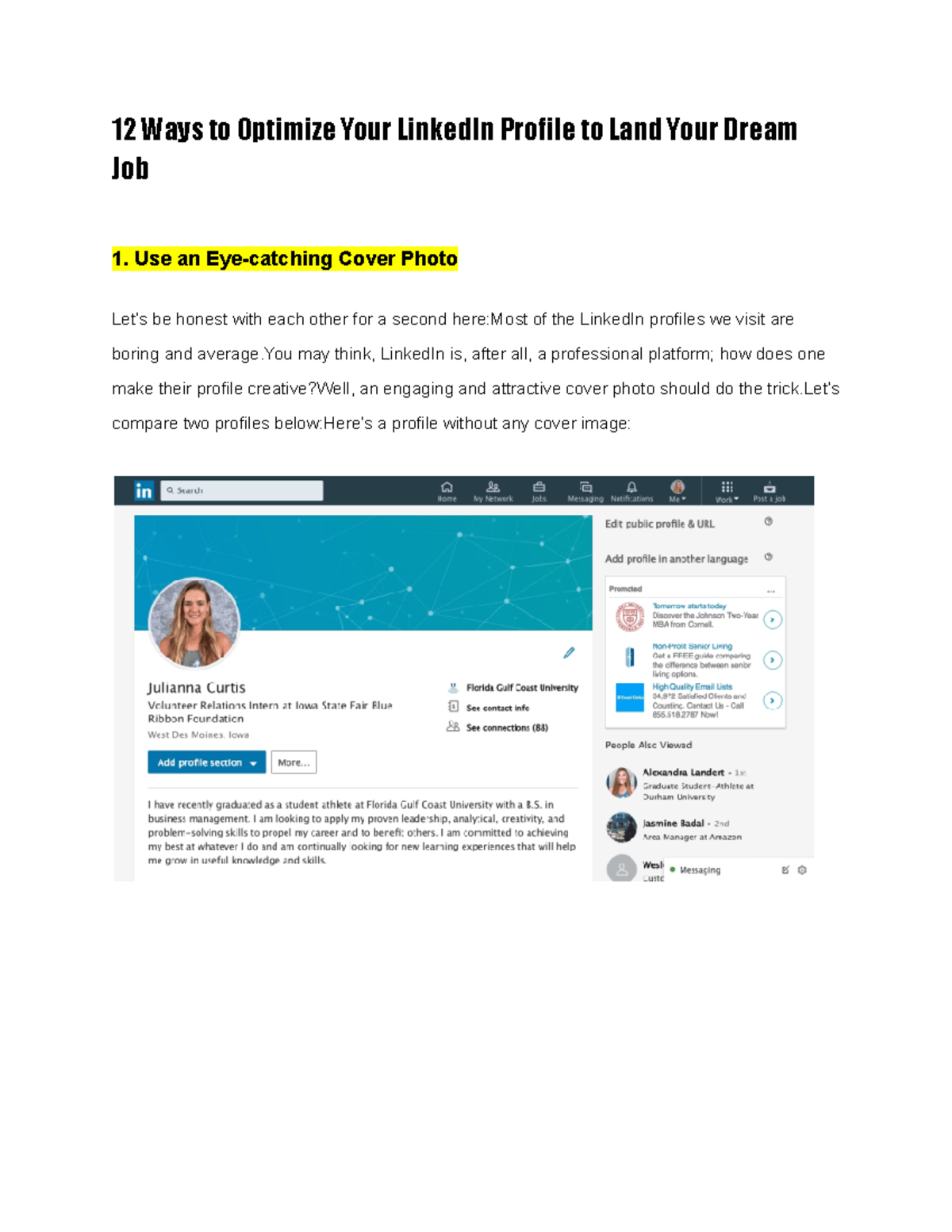 Linkedin Optimization - 12 Ways to Optimize Your LinkedIn Profile to ...