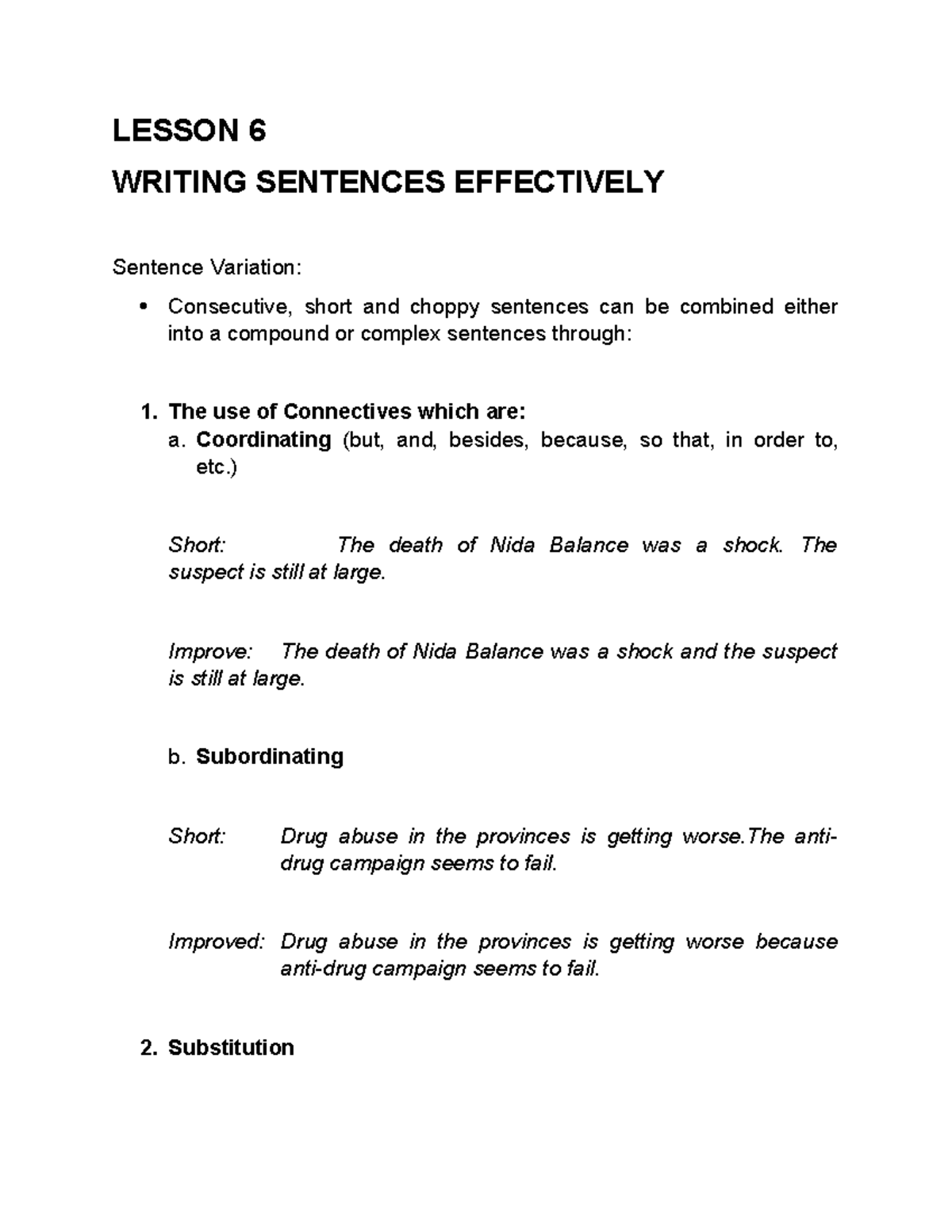 Lesson 6. Technical Writing - LESSON 6 WRITING SENTENCES EFFECTIVELY ...