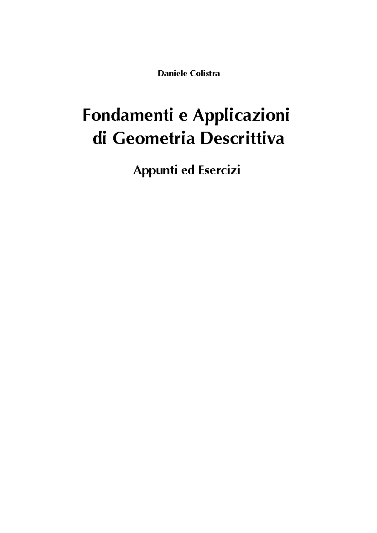 fondamenti e applicazioni di geometria descrittiva - Daniele Colistra ...