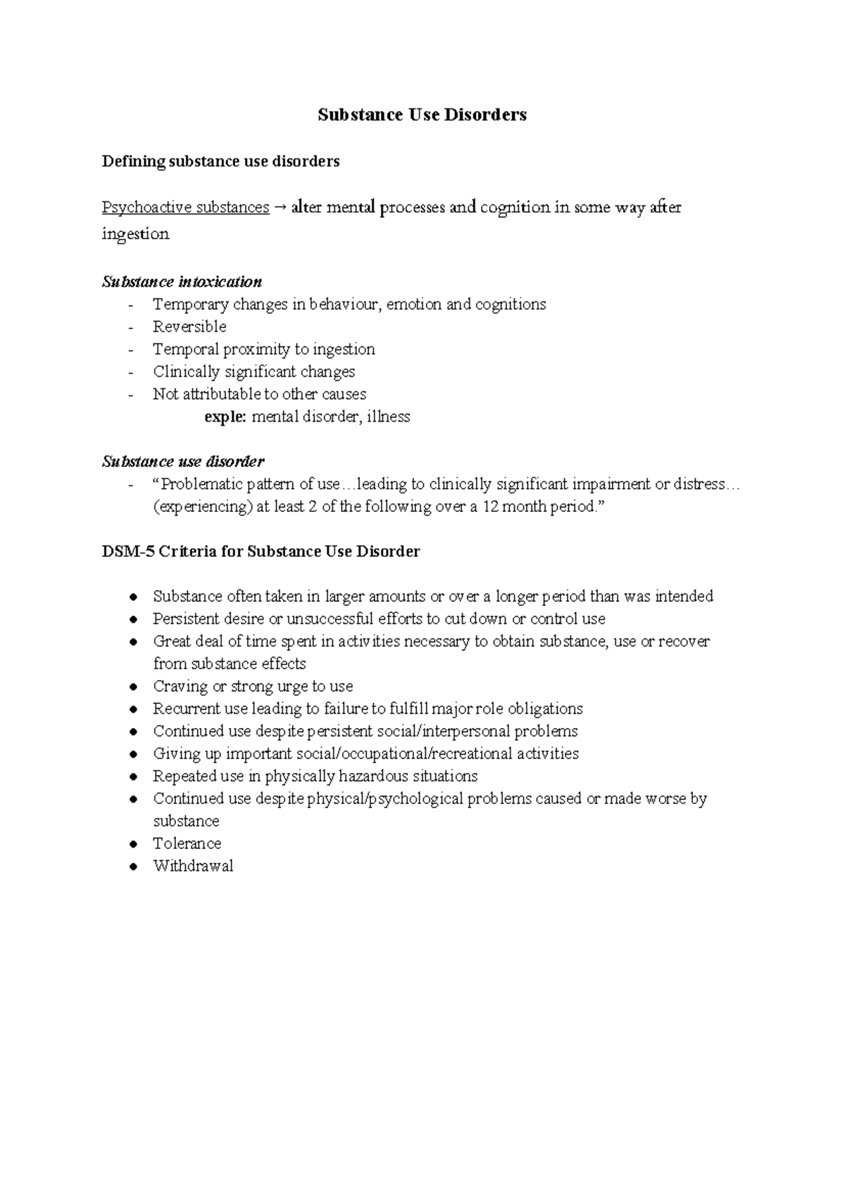 Week 10 - Substance Use Disorders - Substance Use Disorders Defining ...