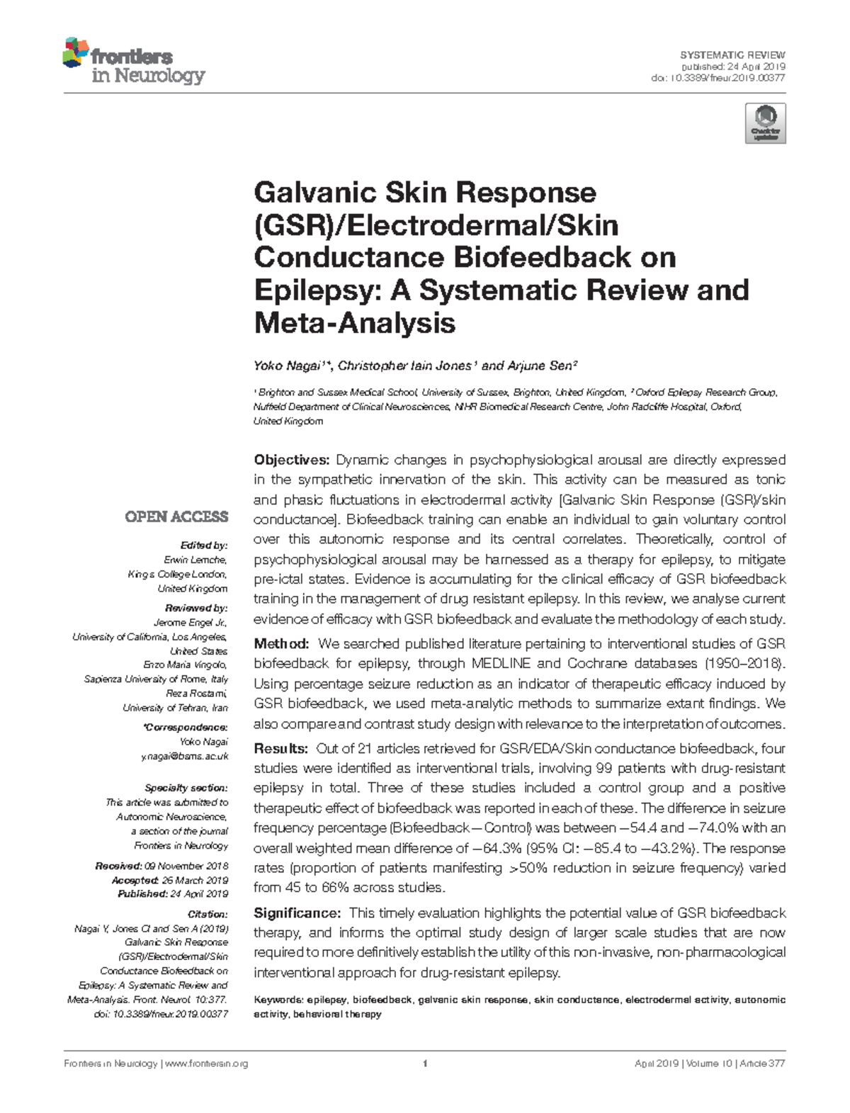 Galvanic Skin Response GSRElectrodermal Skin Conduc - SYSTEMATIC REVIEW ...