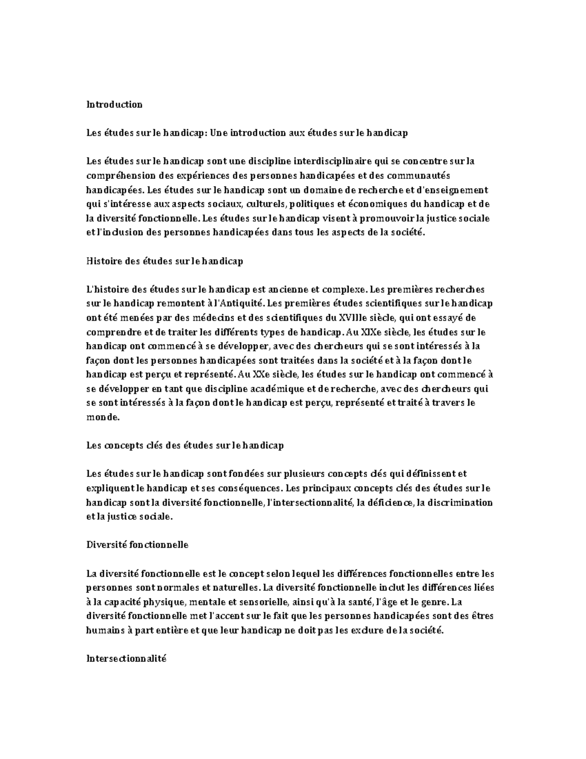 Disability Studies - Introduction Les études sur le handicap: Une ...