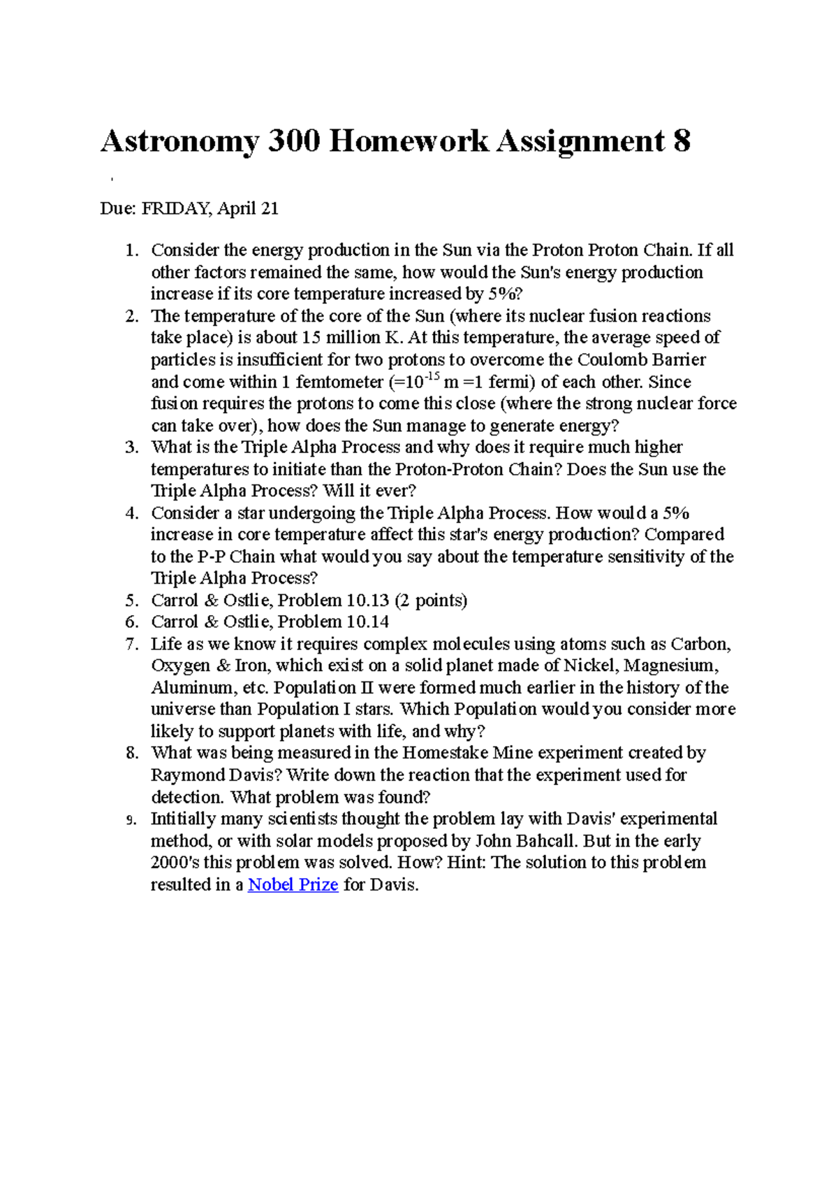 Astronomy 300 Homework Assignment 8 - Astronomy 300 Homework Assignment ...