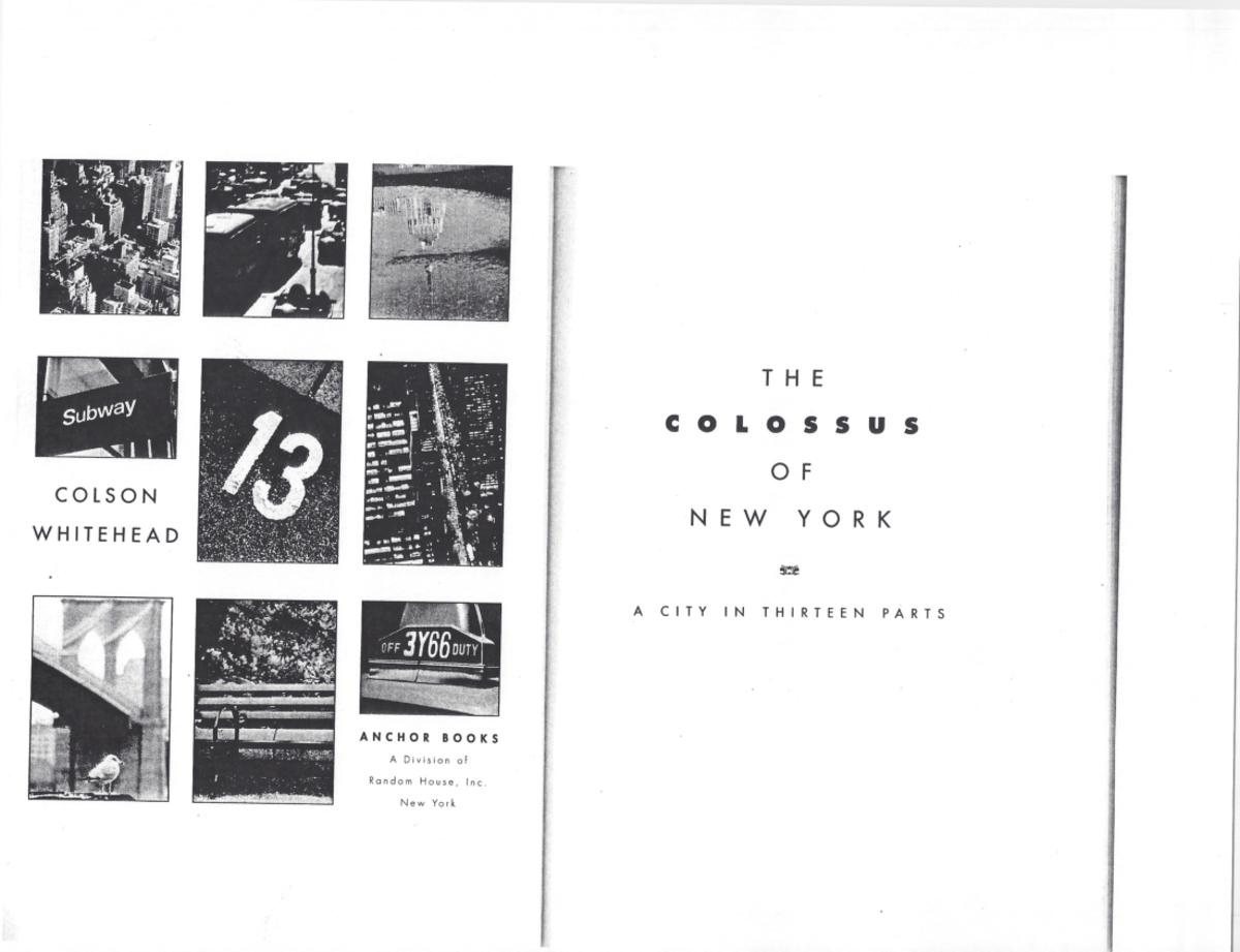 Whitehead colson the colossus of new york - SPED 765.00 - Studocu