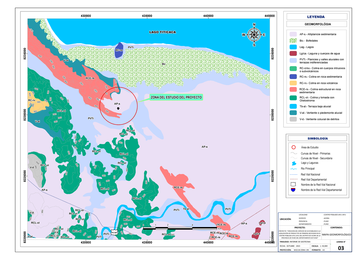 Plano Geomorfológico Acora - ESTAC ION= PNORTE = 823 0 5.E - 0123 .0 0 ...