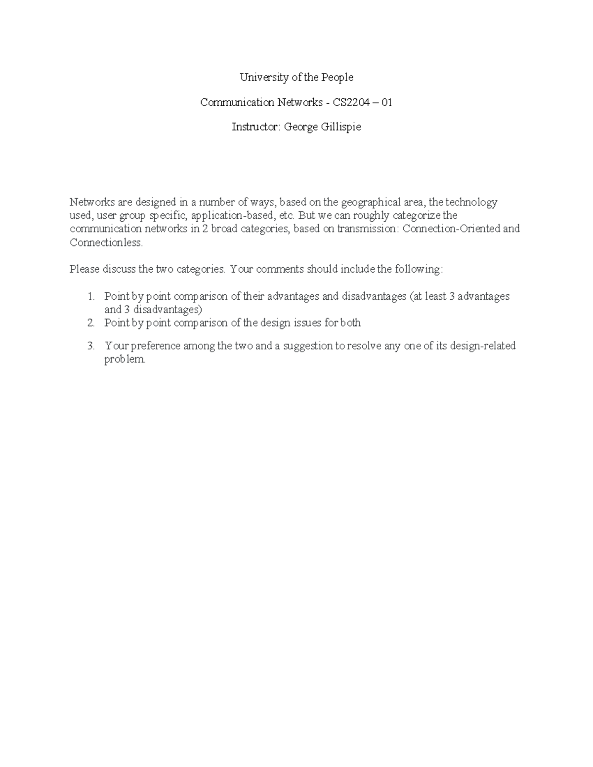 Written Assignment Unit 1 Cs2204 University Of The People