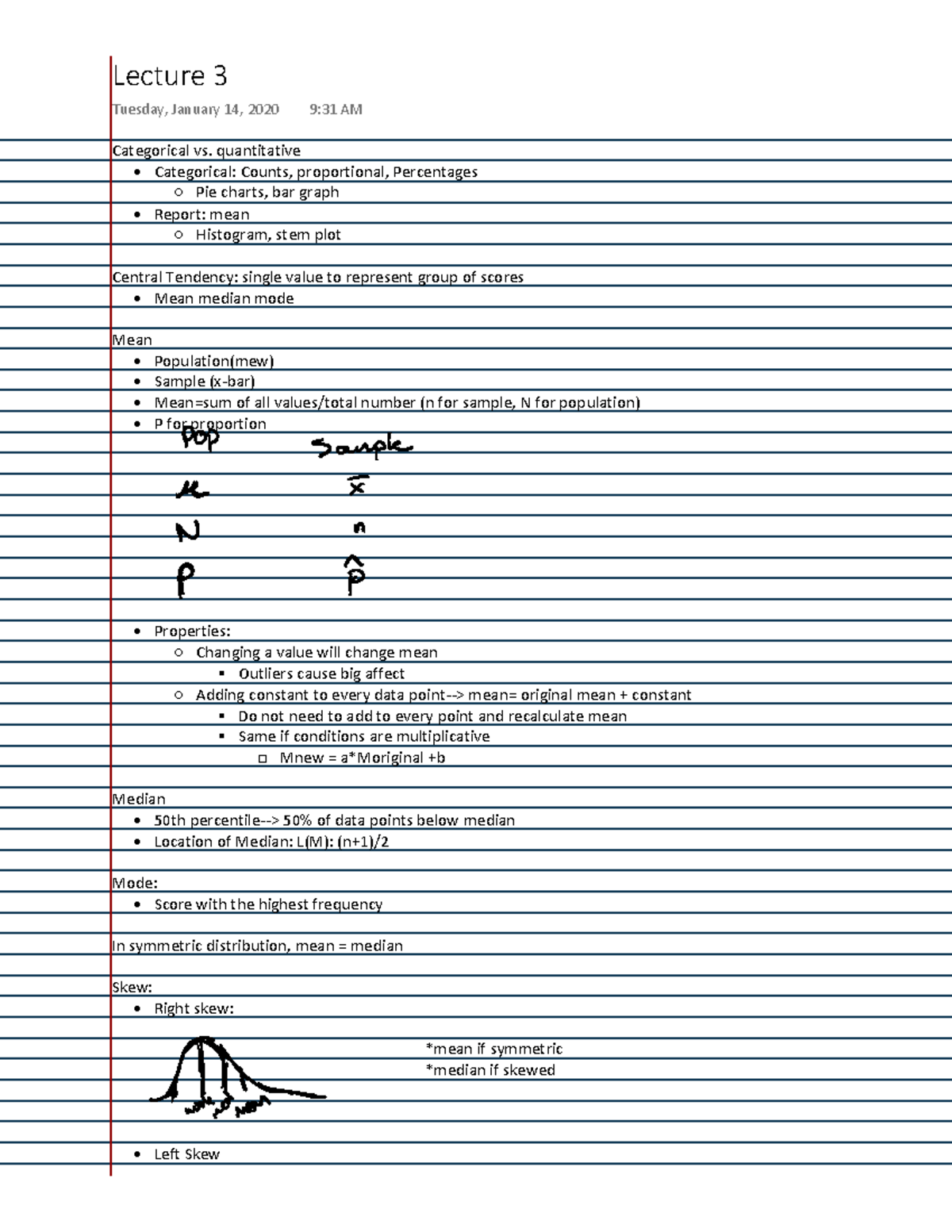 Stats lec3 - Categorical vs. quantitative Categorical: Counts ...