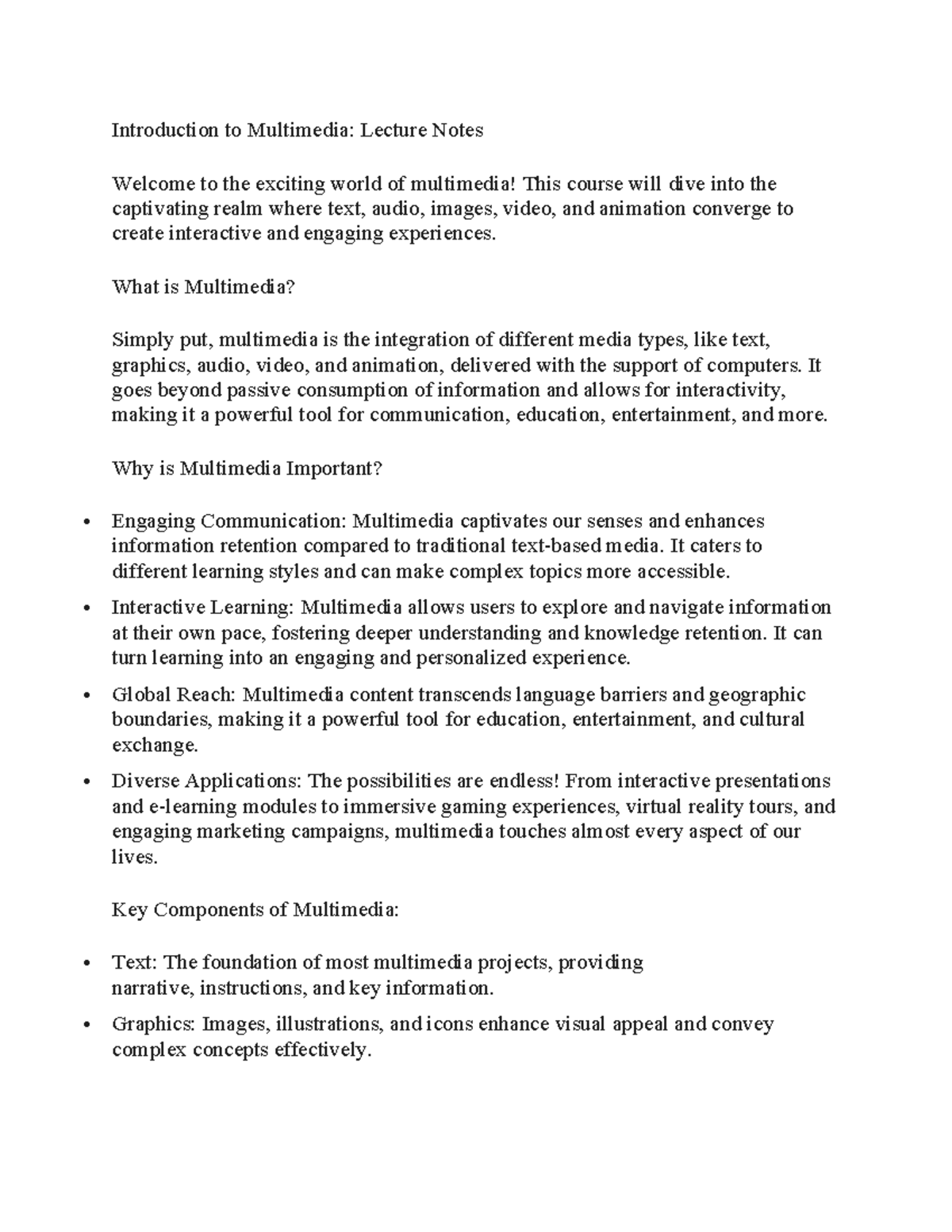 Introduction to Multimedia - What is Multimedia? Simply put, multimedia ...