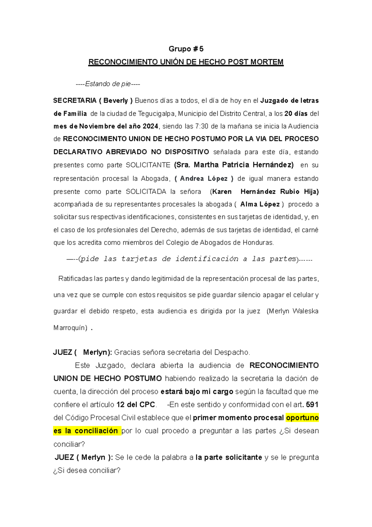3er Diálogo grupo 5 Reconocimiento Union DE Hecho POST Mortem - Grupo ...