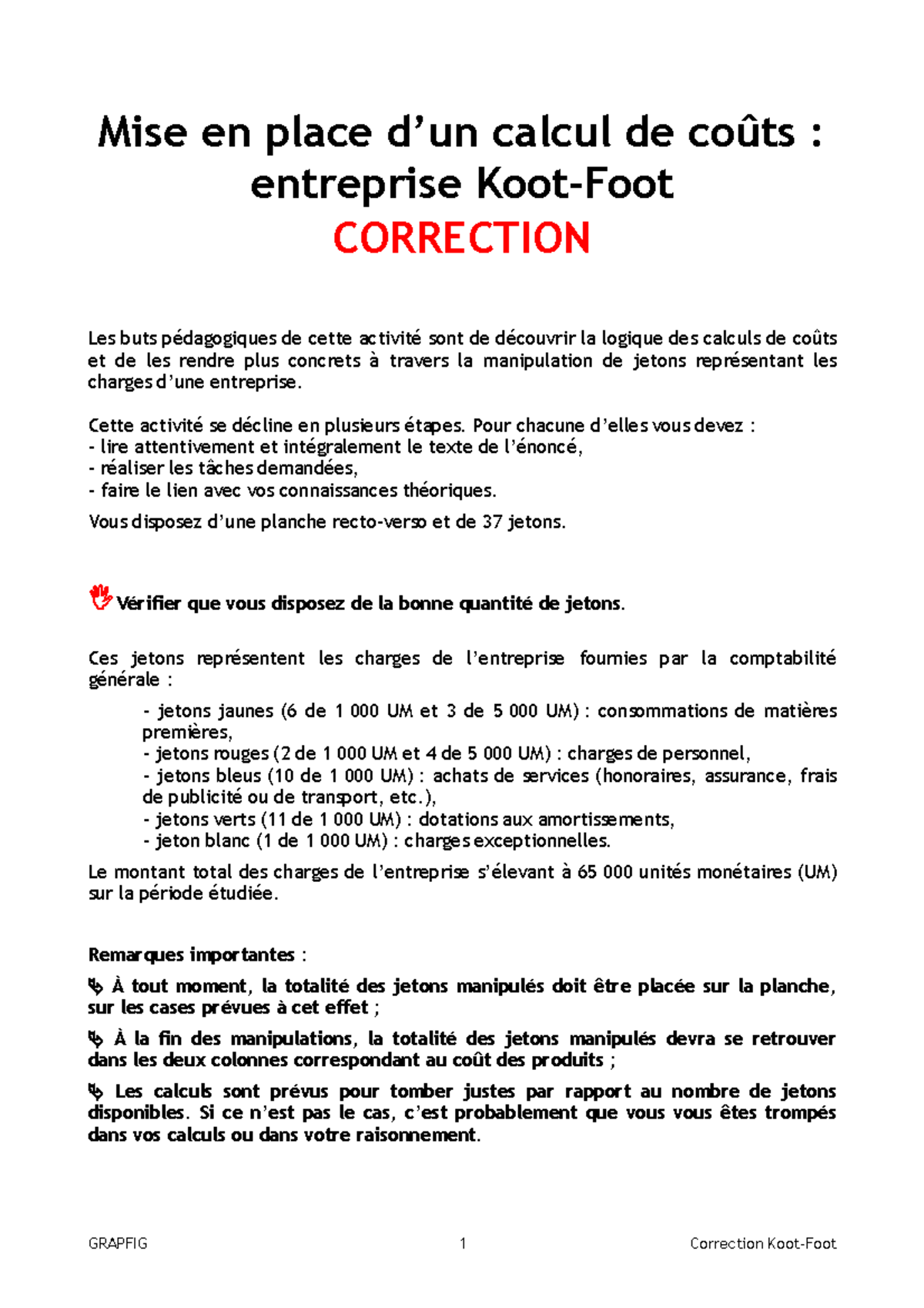 Correction Koot-Foot - TTTT - Mise en place d’un calcul de coûts ...