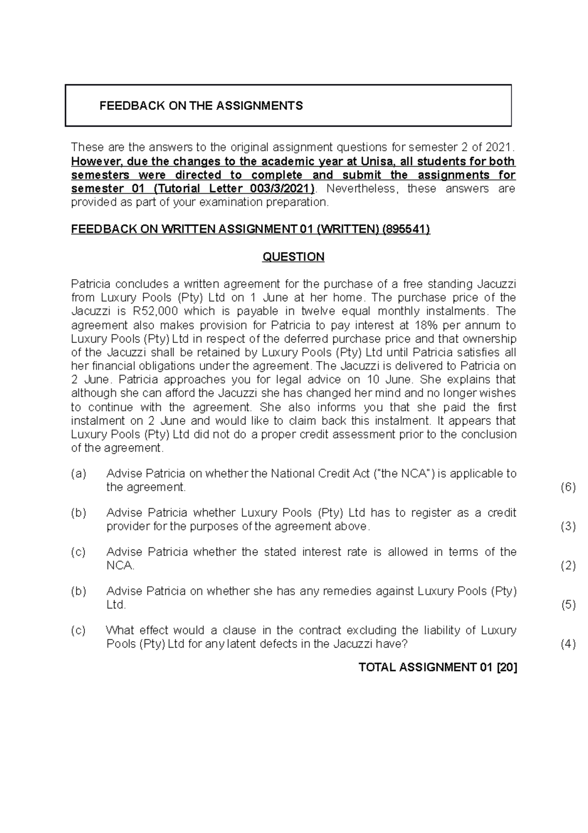 Feedback ON Assignments Semester 02 2021 - FEEDBACK ON THE ASSIGNMENTS ...