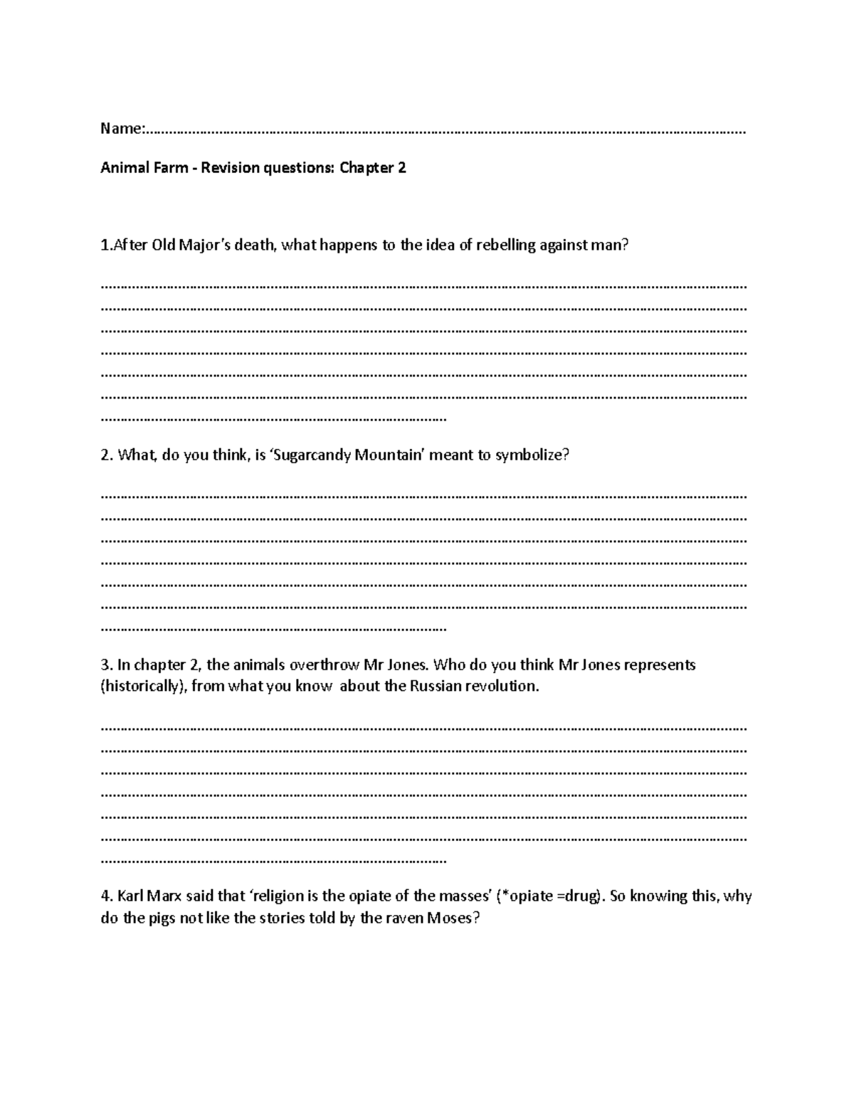 Animal Farm - Chapter 2 - - Studocu