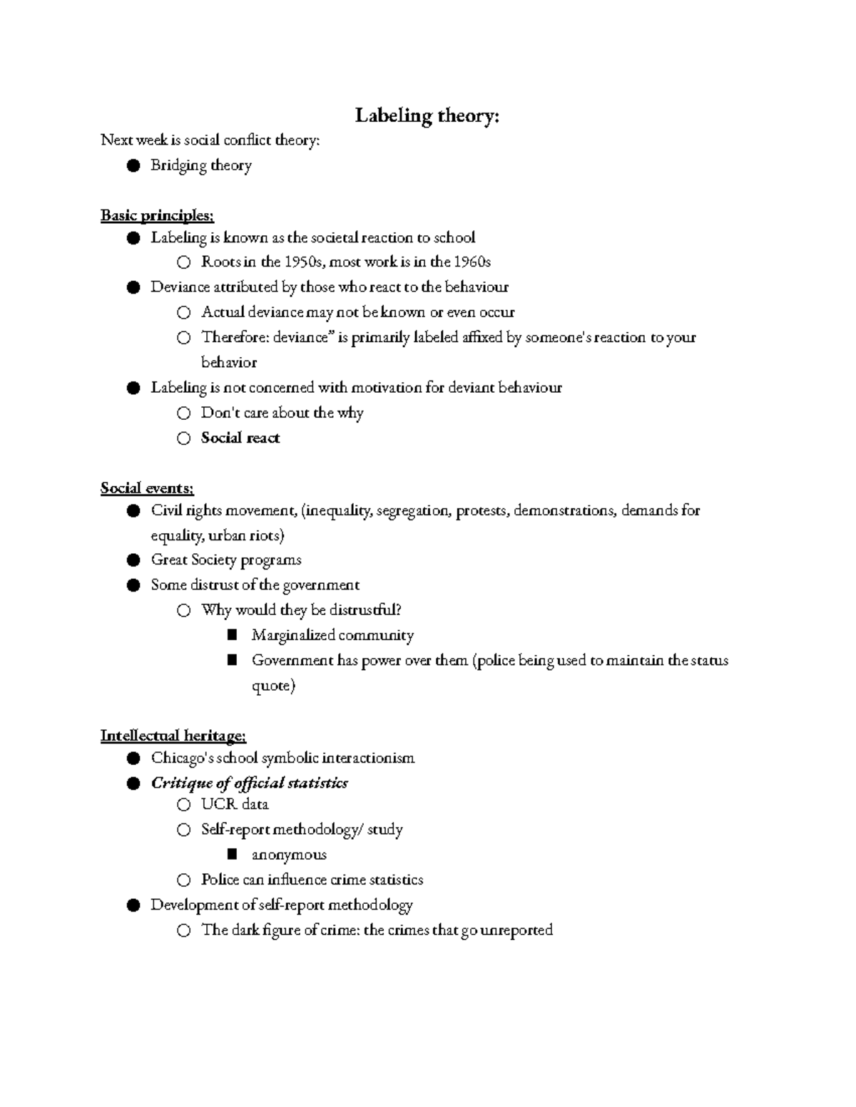 Labelling theory (theory of crime) - Labeling theory: Next week is ...
