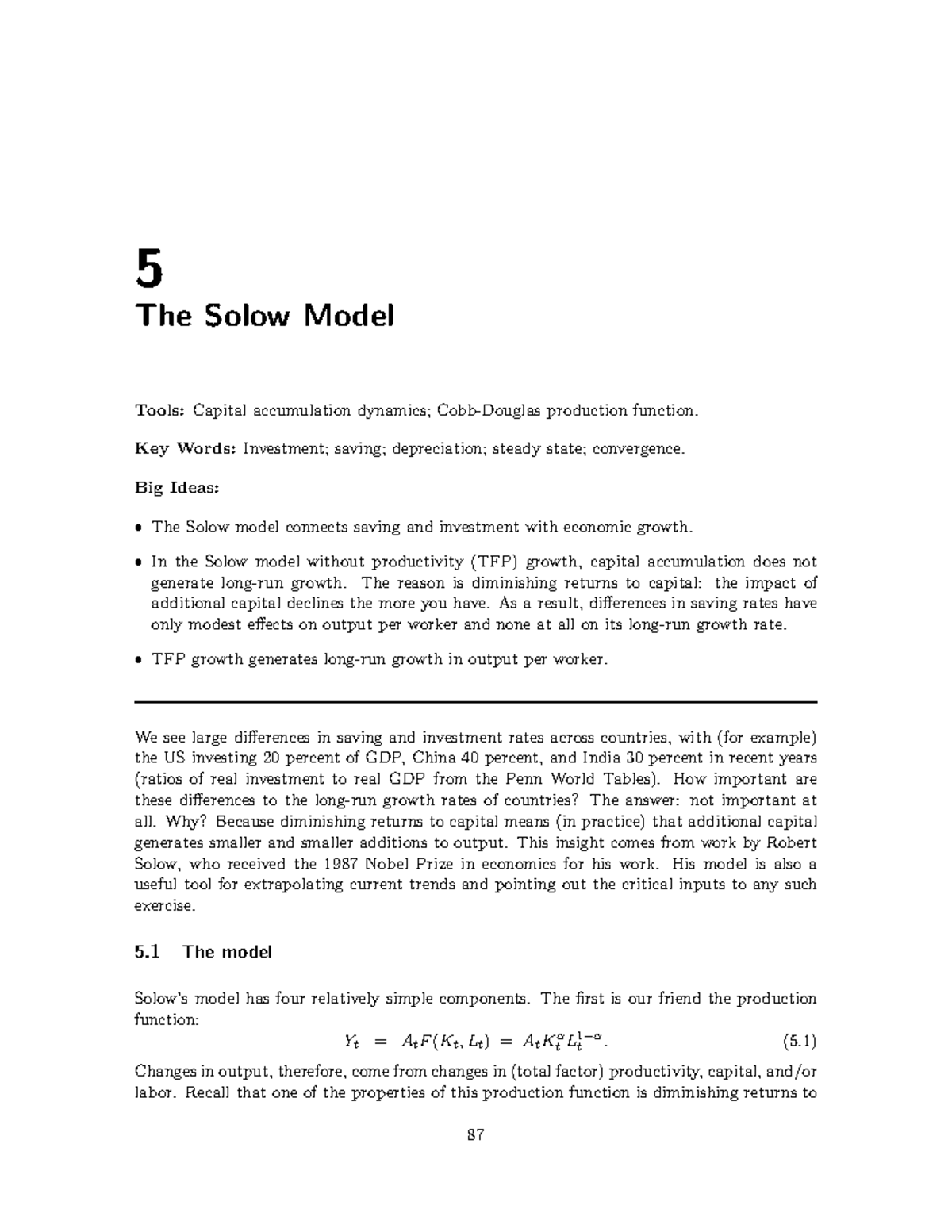 Chapter 5 - All the best!! - 5 The Solow Model Tools: Capital ...