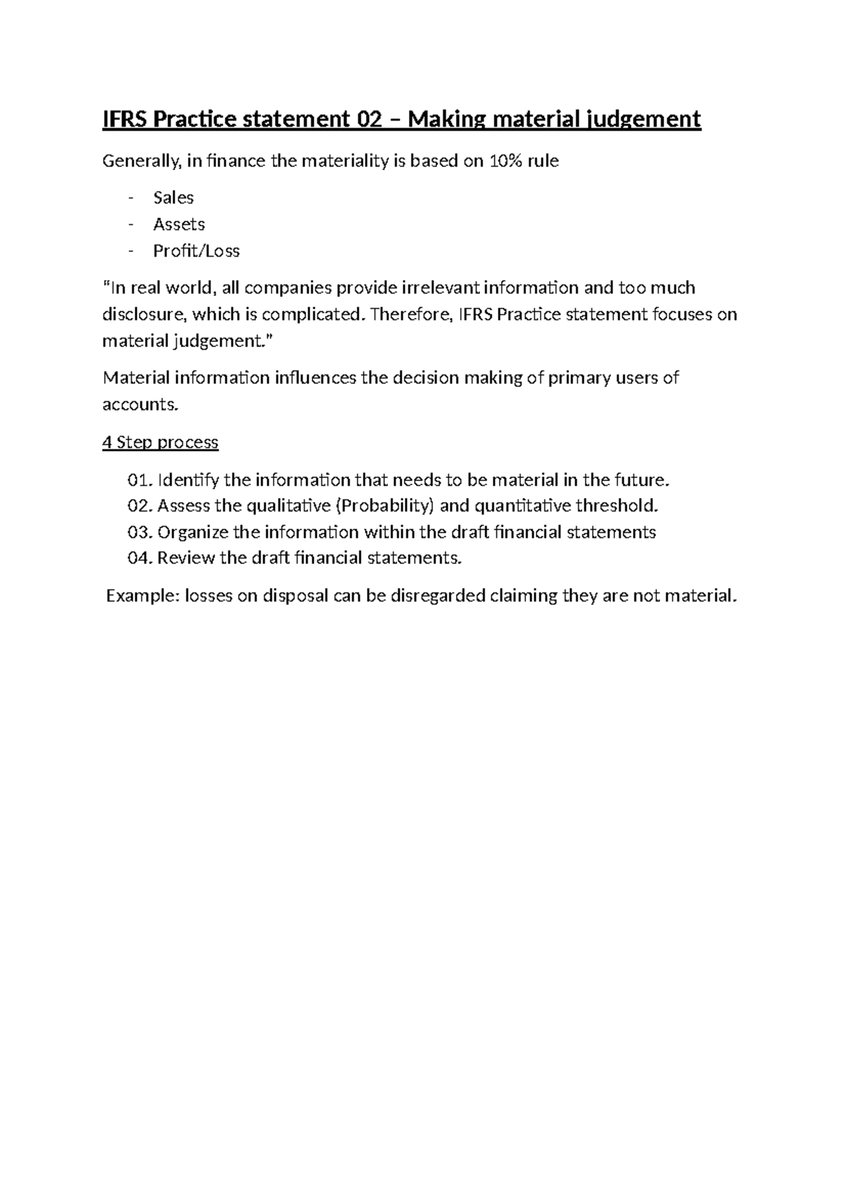 IFRS Practice statement 02 - Therefore, IFRS Practice statement focuses ...