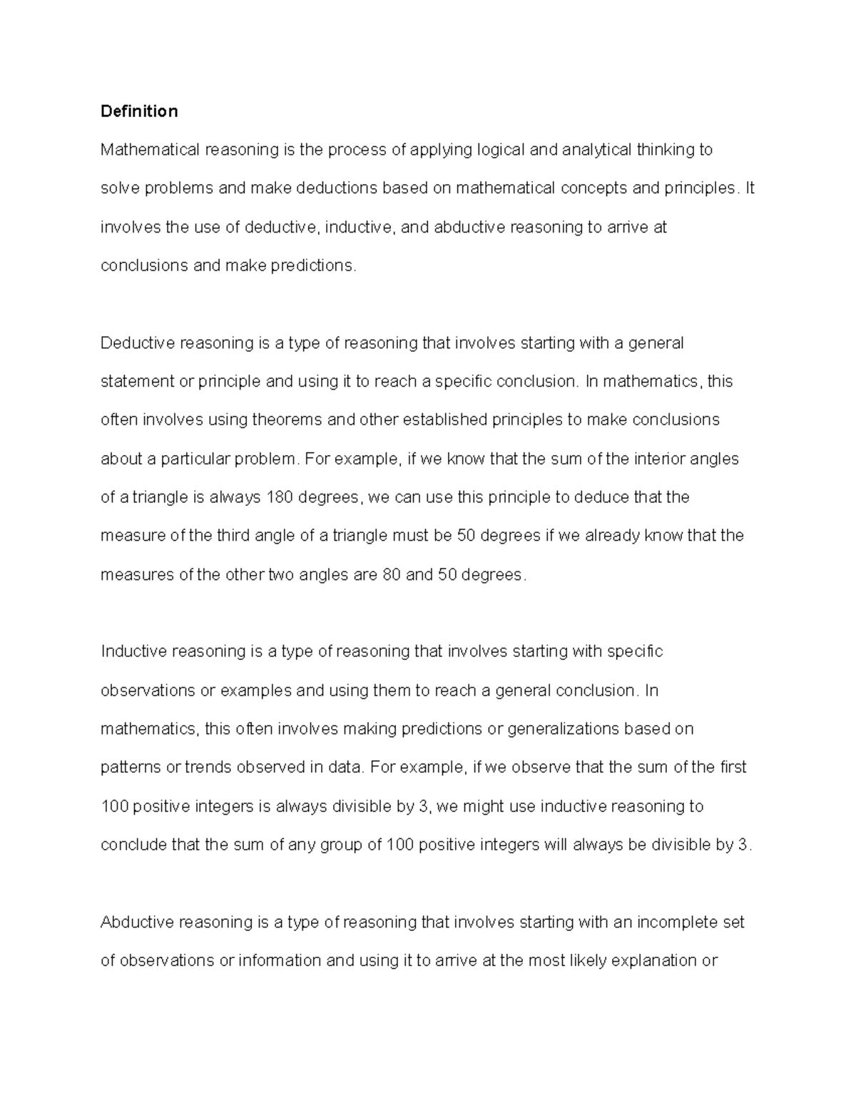 Mathematical reasoning course outline definition - Definition ...