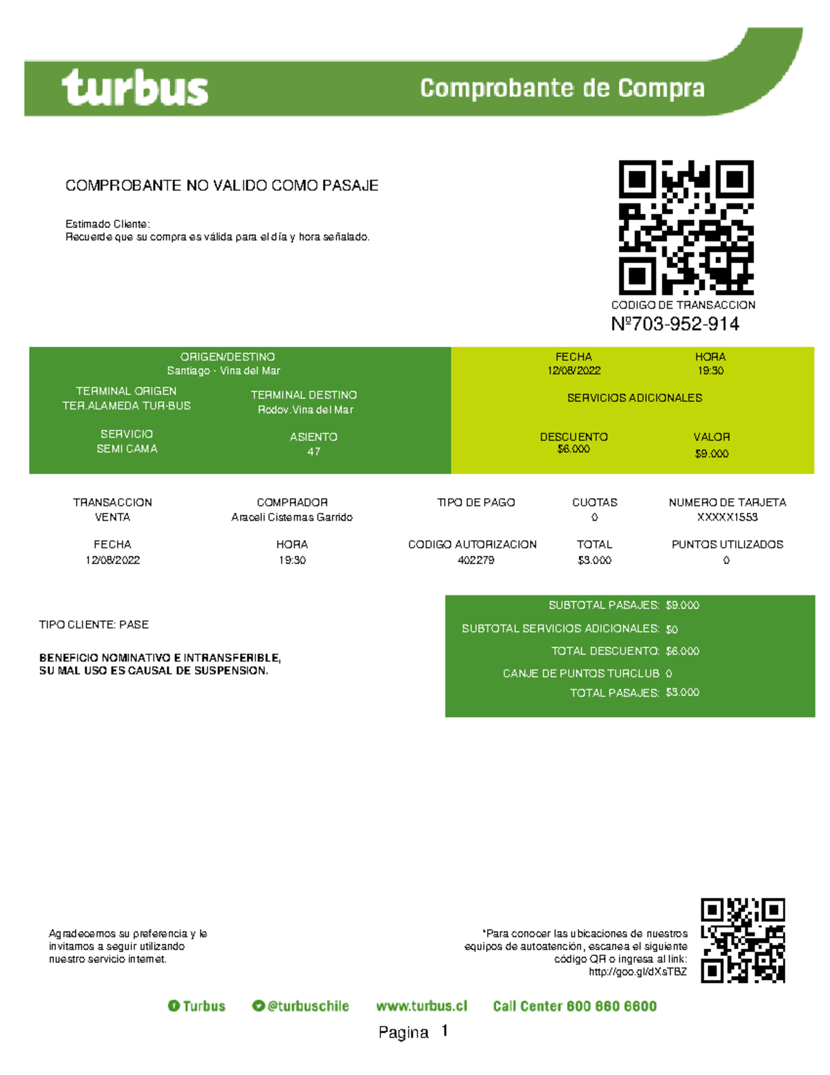 Comprobante 2 - class - Estimado Cliente: Recuerde que su compra es válida para el día y hora ...