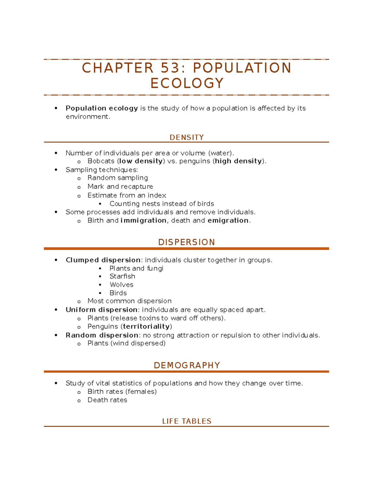 Ch 53 - Pop Ecology - Notes from the full online lecture given by Dr ...