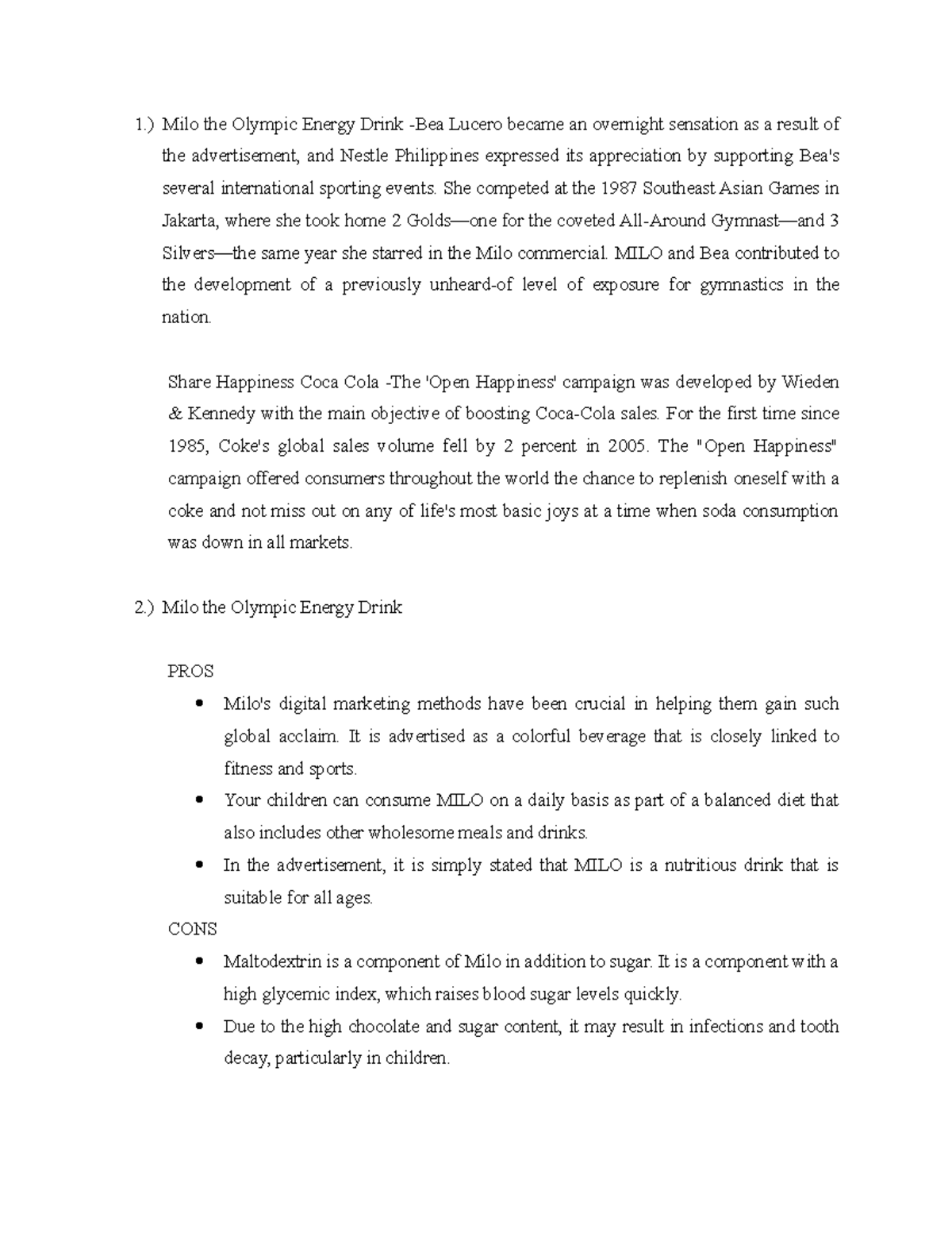 Ads - Ads - 1.) Milo the Olympic Energy Drink -Bea Lucero became an ...