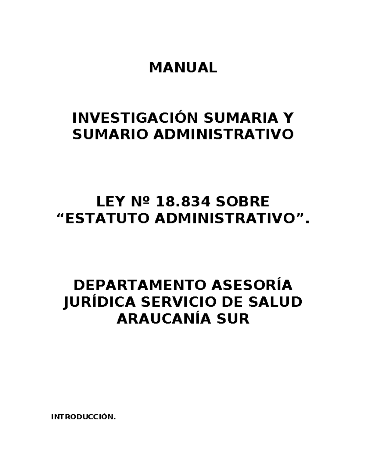Manual Sumario Administrativo - MANUAL INVESTIGACIÓN SUMARIA Y SUMARIO ...