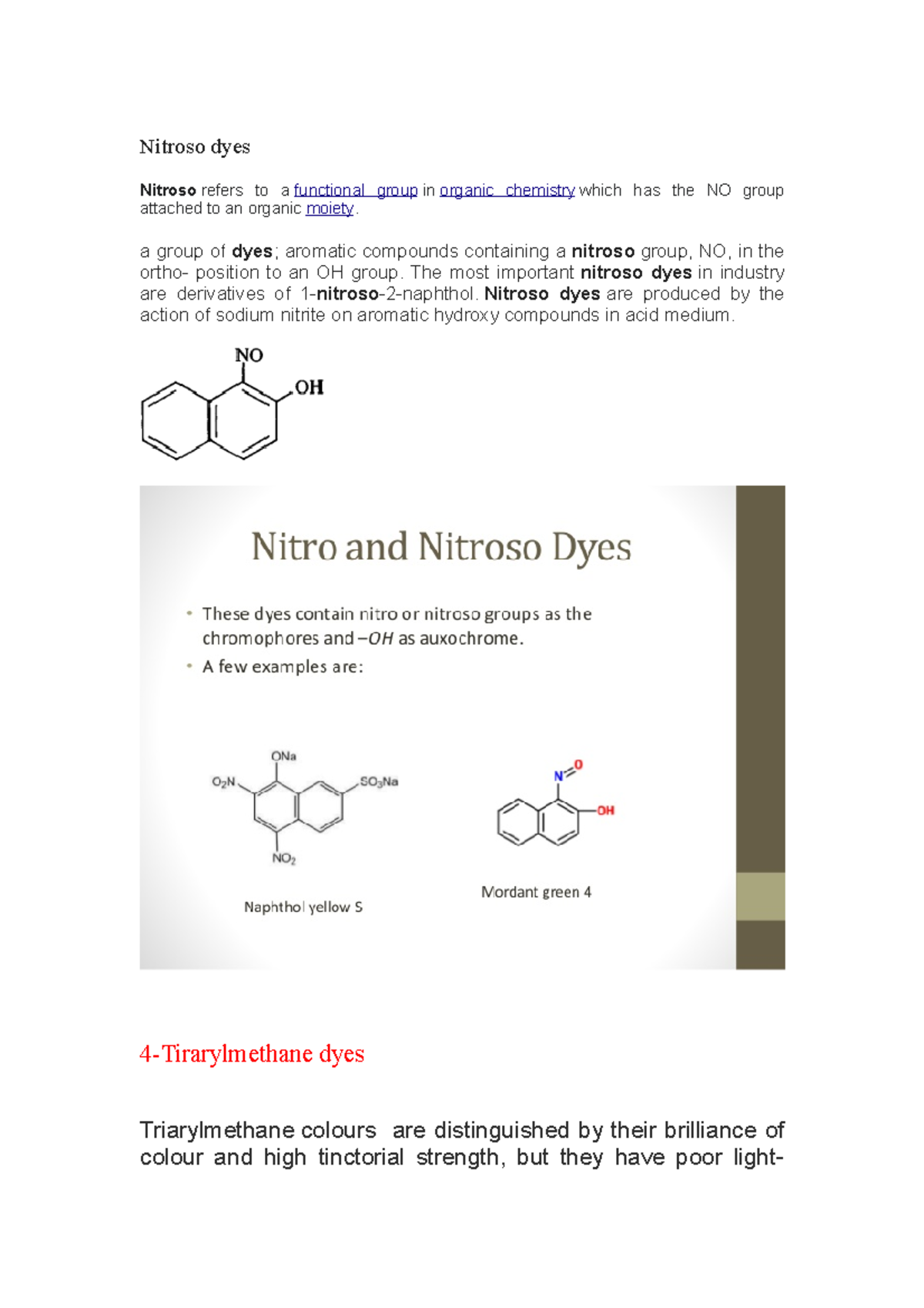 Nitroso dyes - final media - Nitroso dyes Nitroso refers to a ...