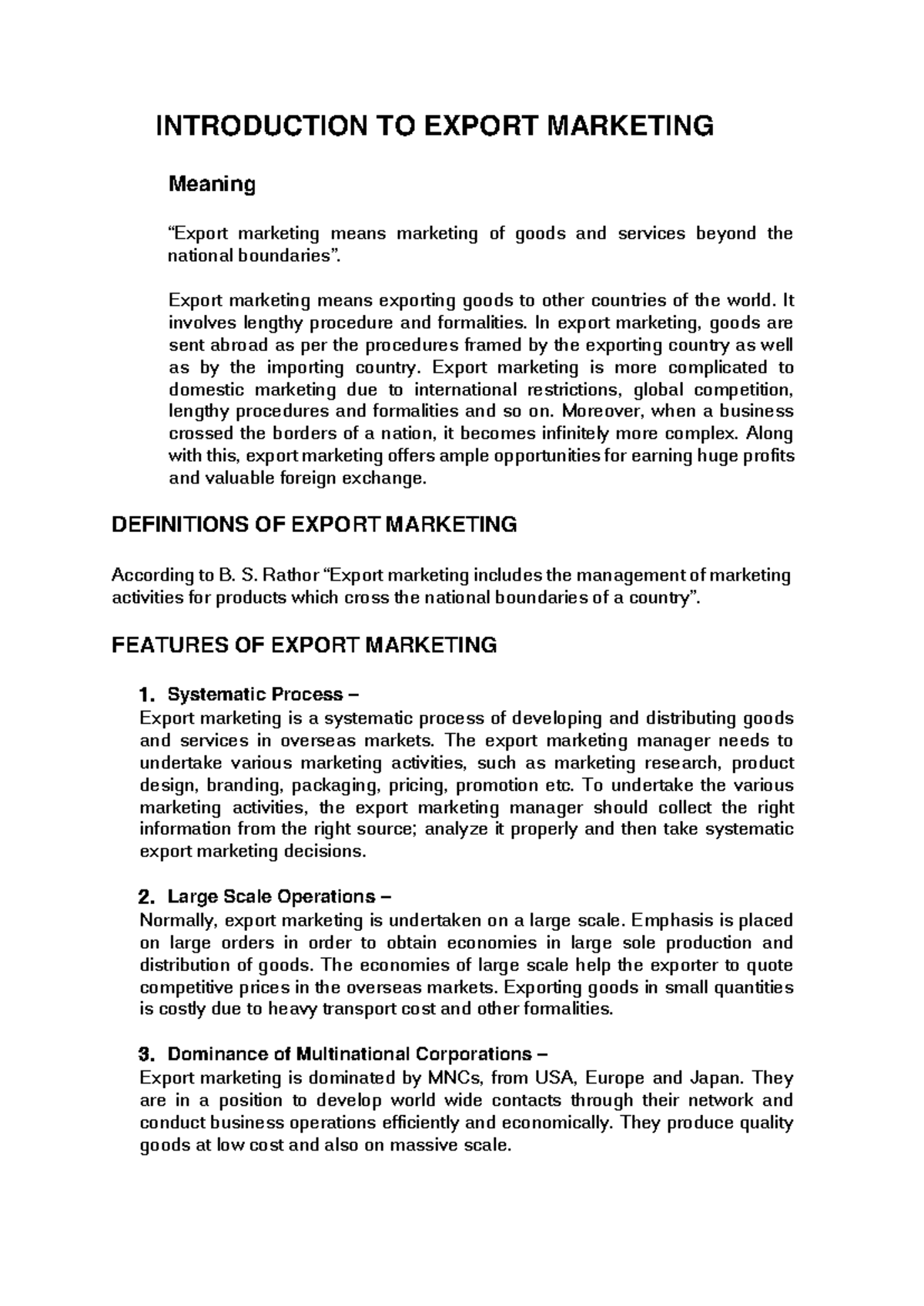 EM Module 1. Introduction TO Export Marketing - INTRODUCTION TO EXPORT ...