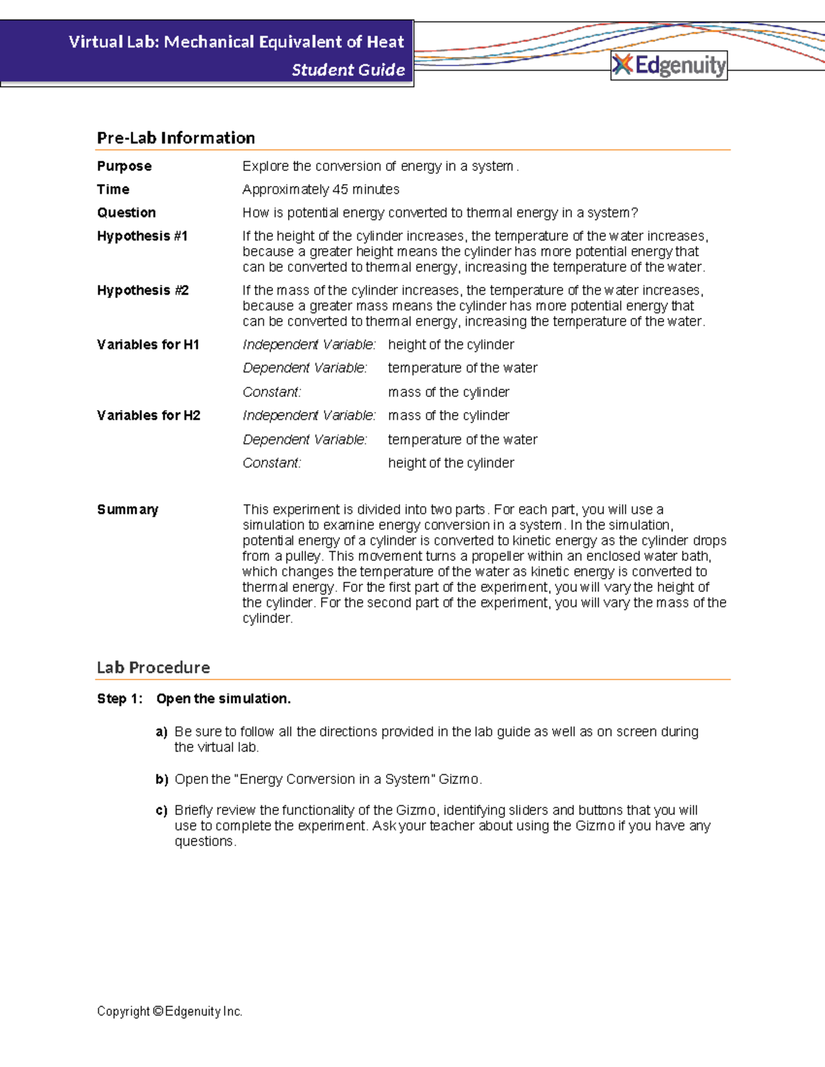 8301 06 03 studentguide - Virtual Lab: Mechanical Equivalent of Heat ...