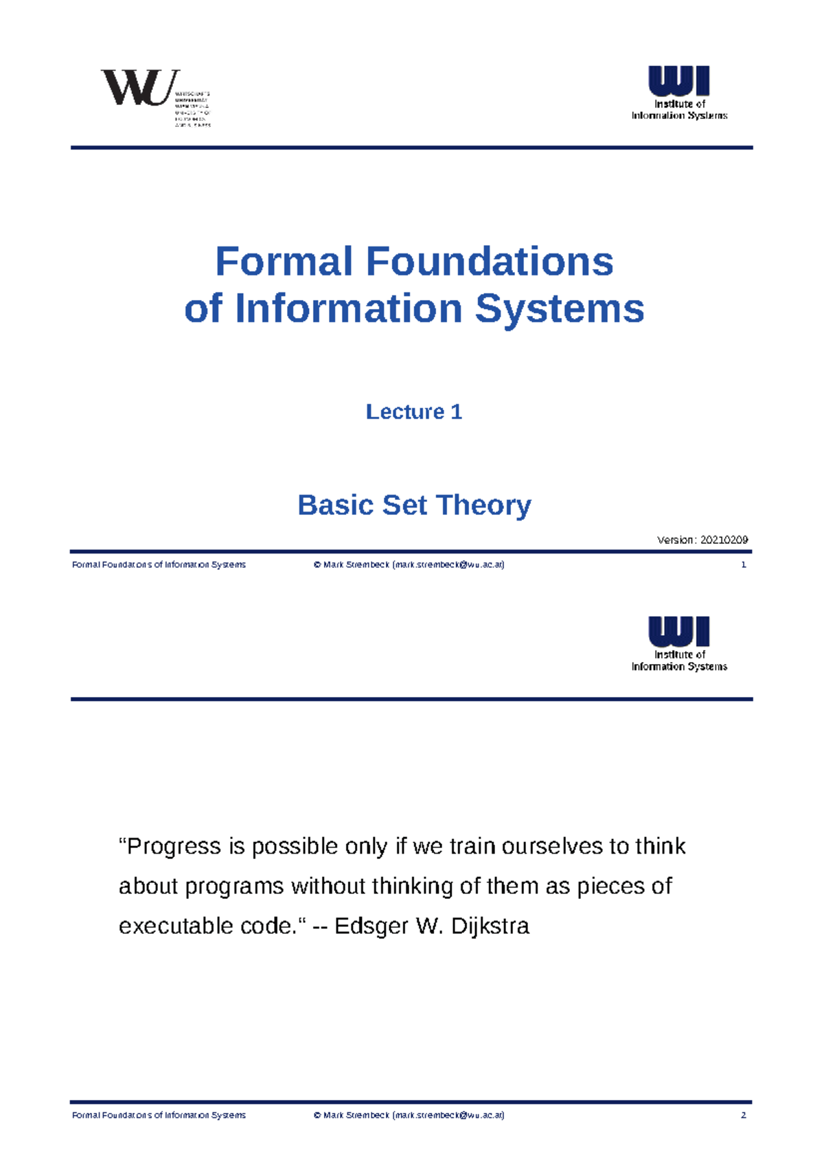 Handout 01 set theory - Das sind die Folien - - Studocu