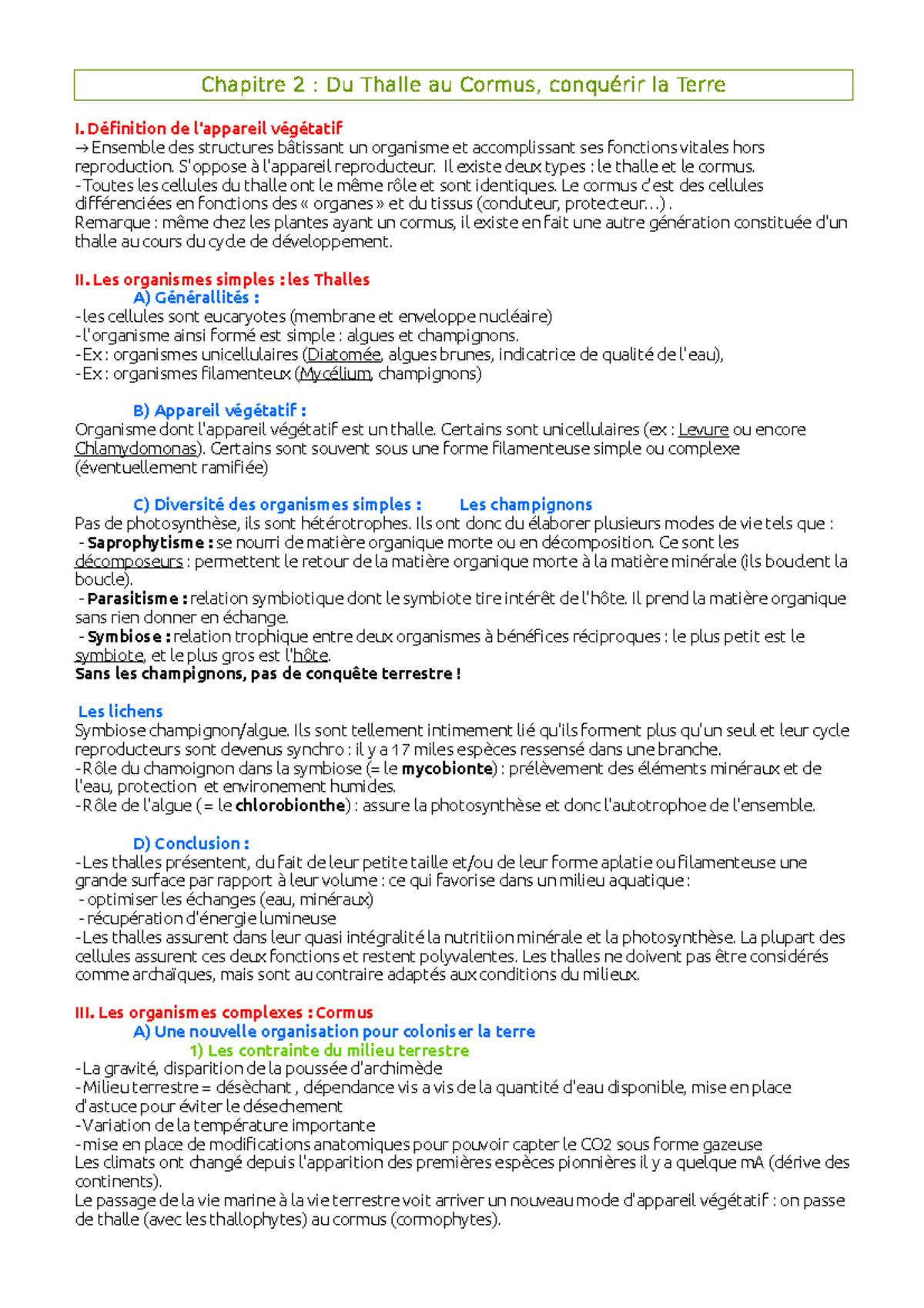 Chapitre 2 Du Thalle au Cormus - Chapitre 2 : Du Thalle au Cormus ...