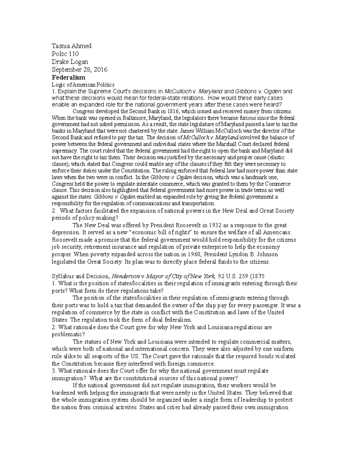 Polsci 3 - Lecture notes 3 - Tasnia Ahmed Polsc 110 Drake Logan ...