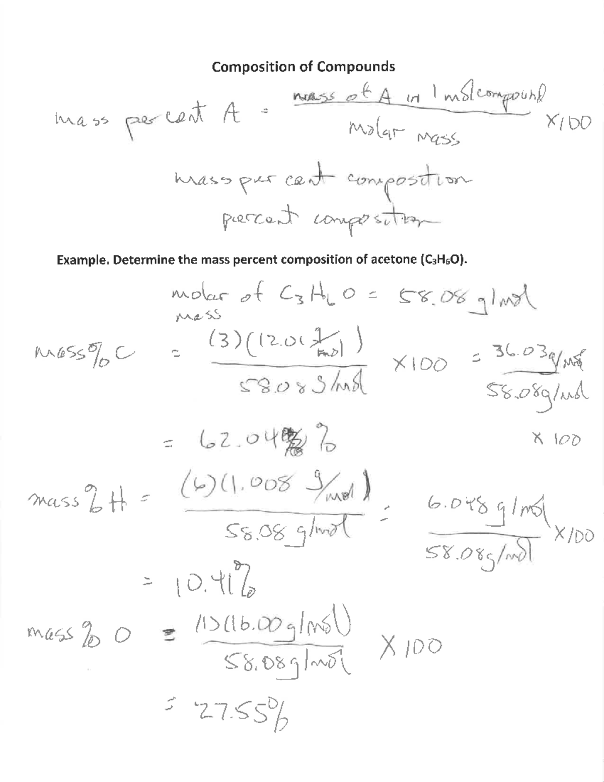 Composition of Compounds Notes - CHE 111 - Studocu