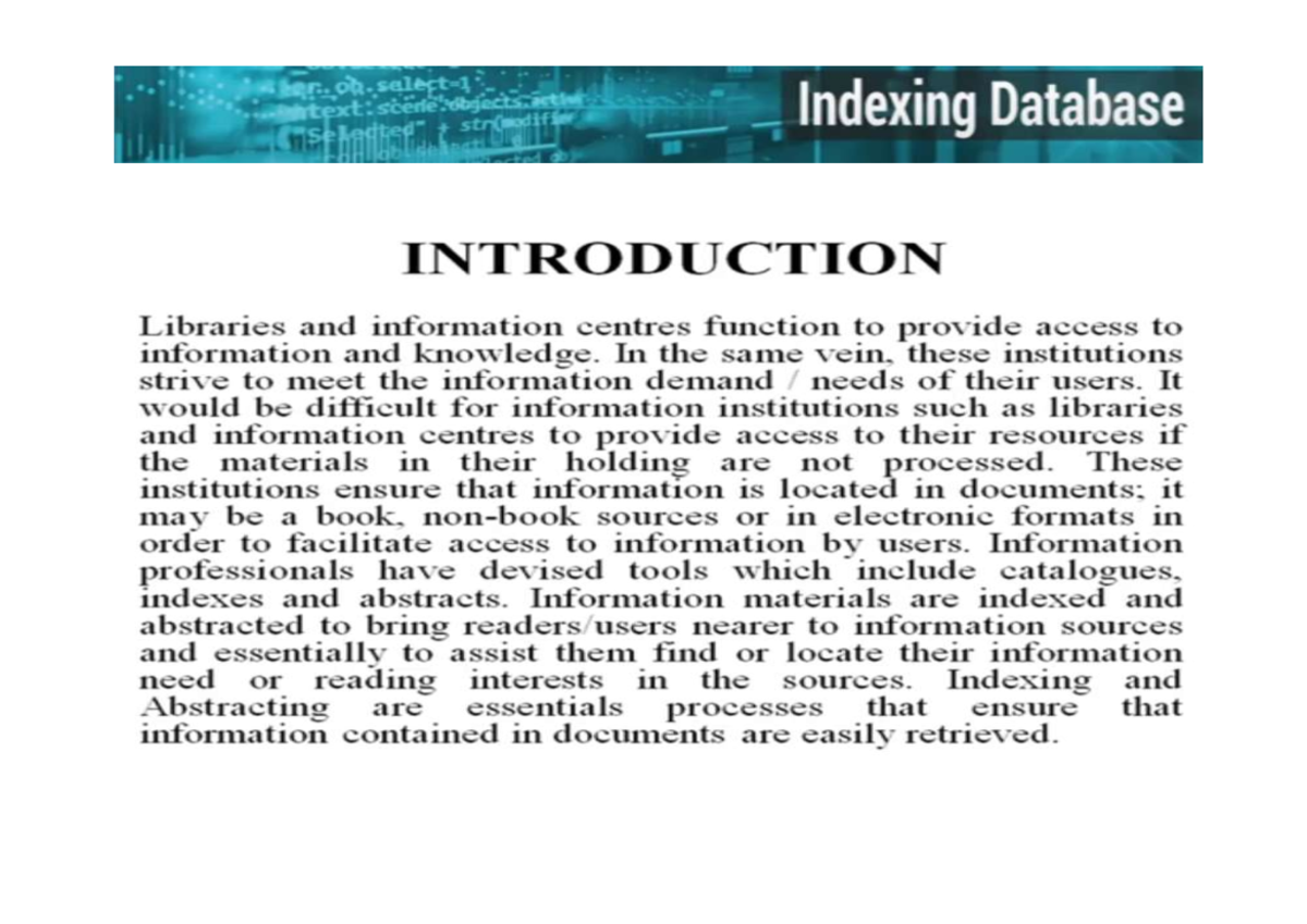Indexing Database Web of sci and scopus - Pre Phd Course work - Studocu