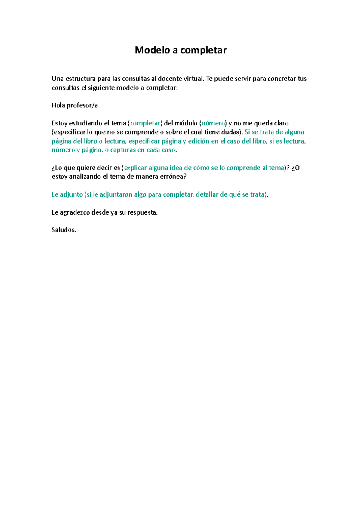 TP1 - D - Modelo a completar - Modelo a completar Una estructura para ...