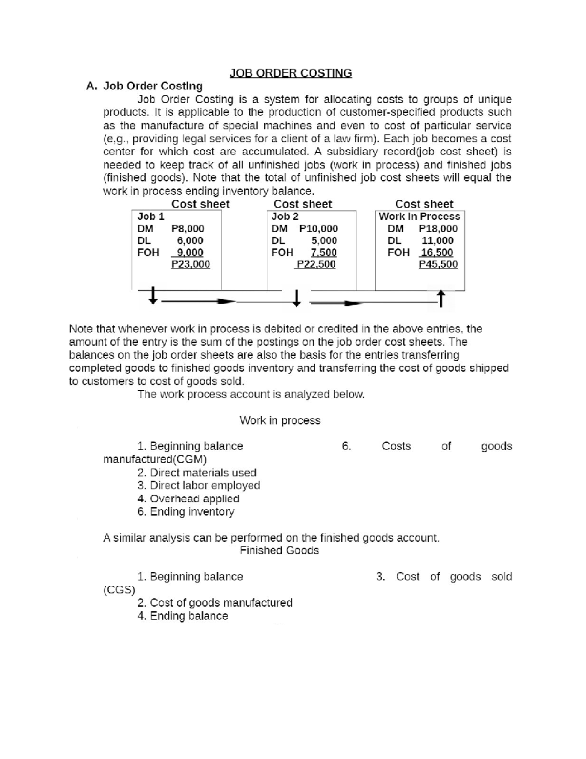 Job Order - Summary BS Accountancy - Studocu