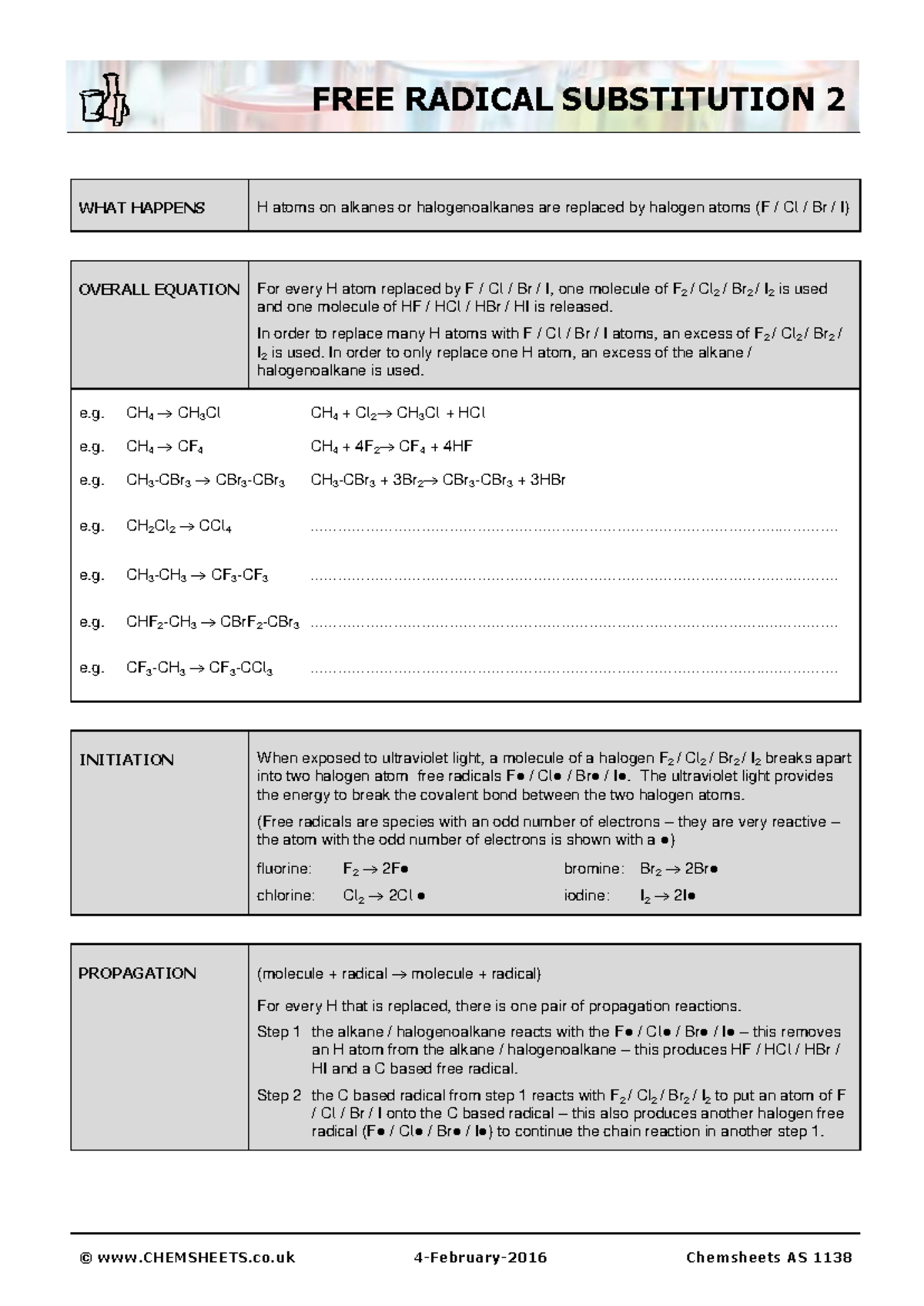 Chemsheets-AS-1138-Free-radical-substitution-2 - © CHEMSHEETS.co 4 - February- 2016 Chemsheets ...