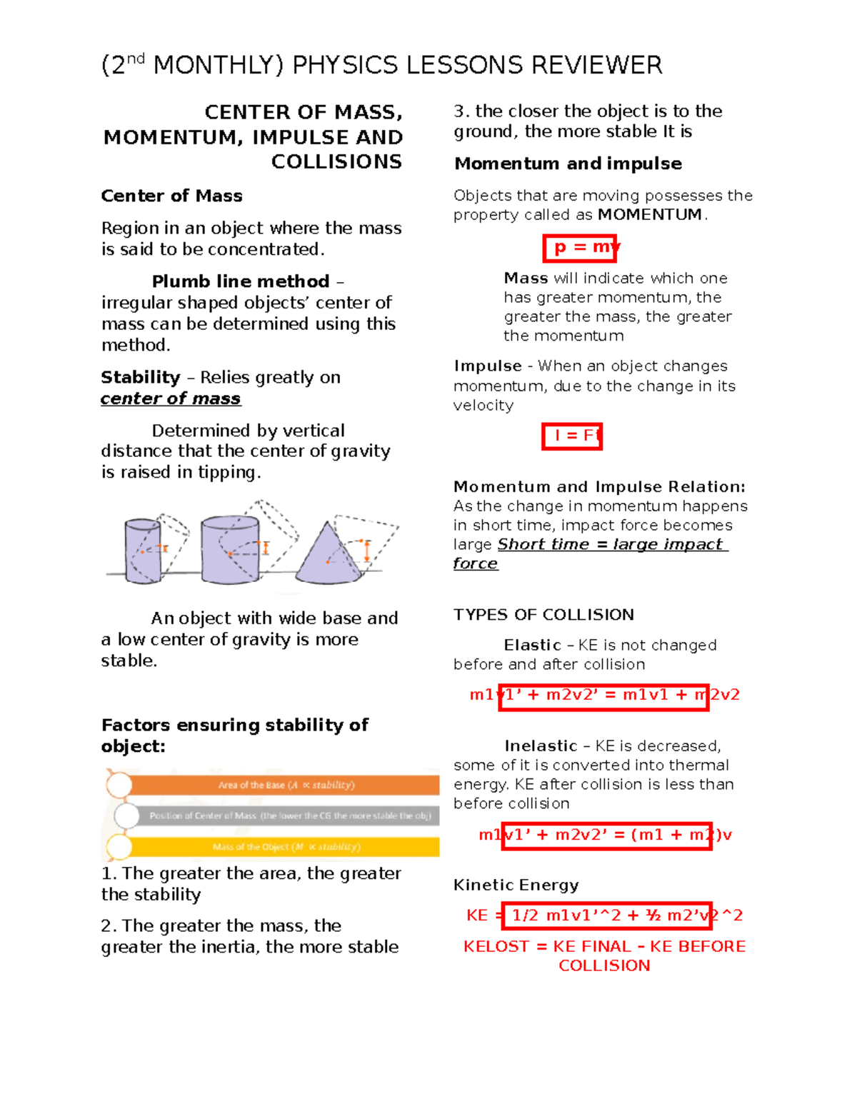 2MTY- Reviewer- Physics - ( nd MONTHLY) PHYSICS LESSONS REVIEWER CENTER ...