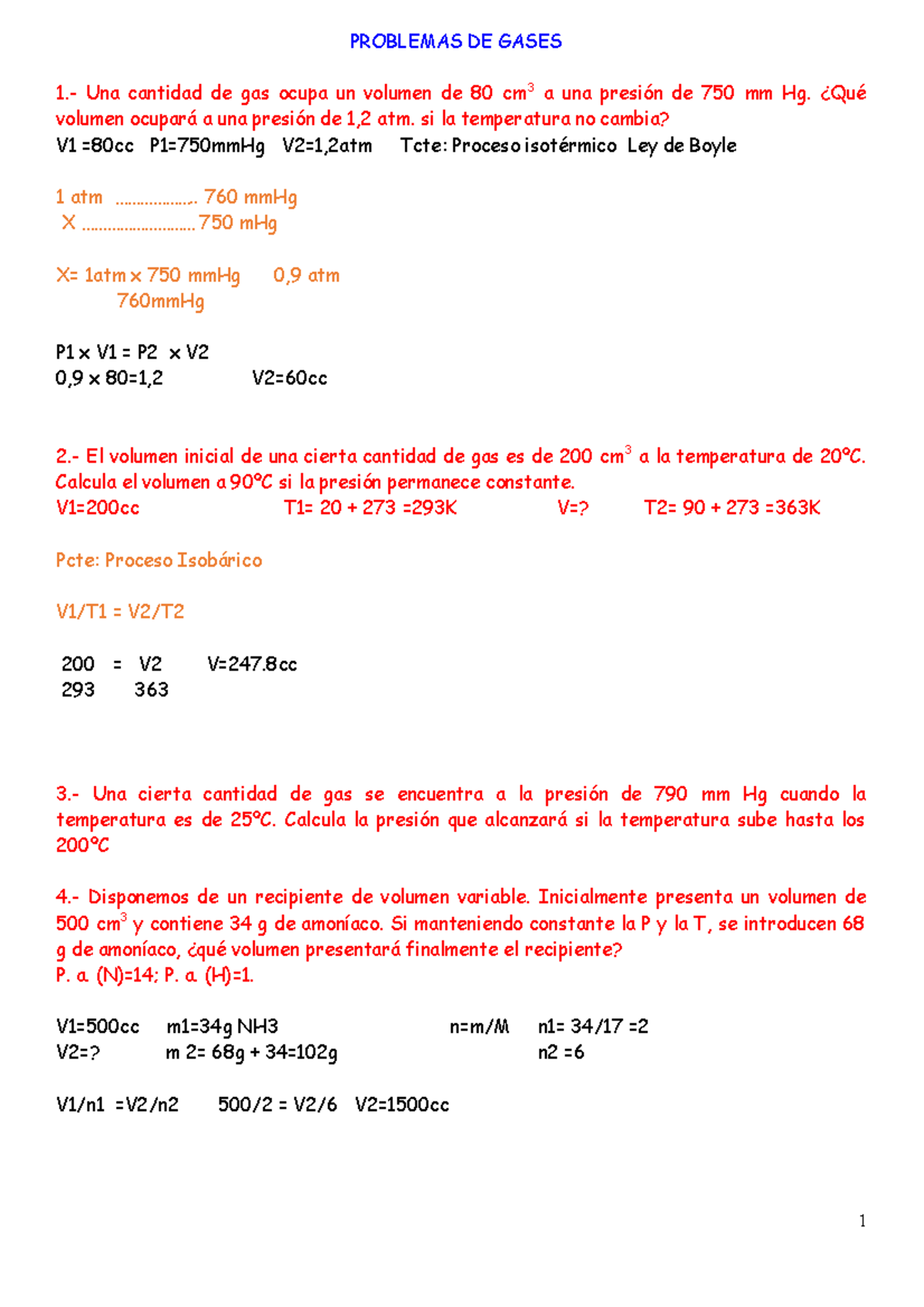 Problemas De Gases Ideales PROBLEMAS DE GASES Una Cantidad De Gas