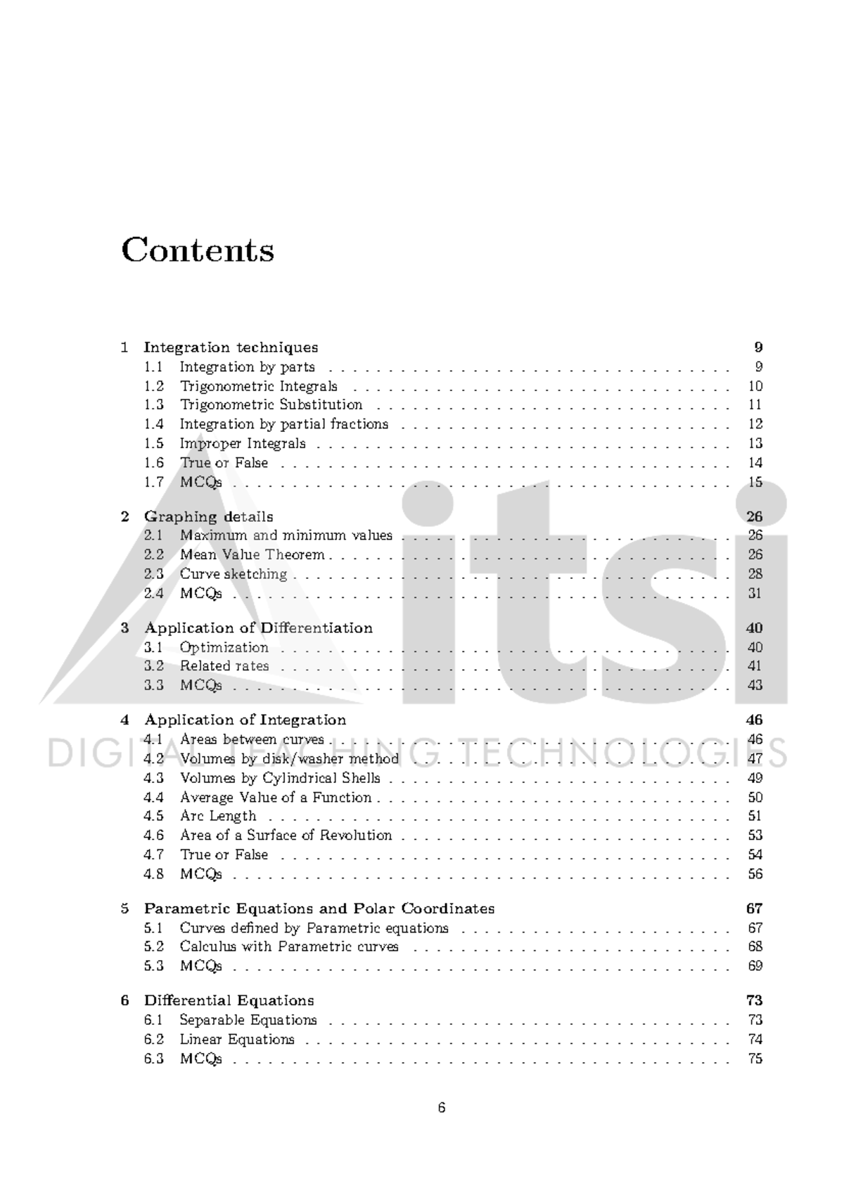 Preview - Applications of Calculus of one-variable functions - Contents 1 Integration techniques ...
