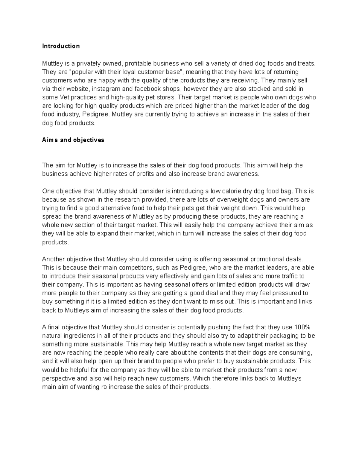 Practice assessment - Muttley - Introduction Muttley is a privately ...