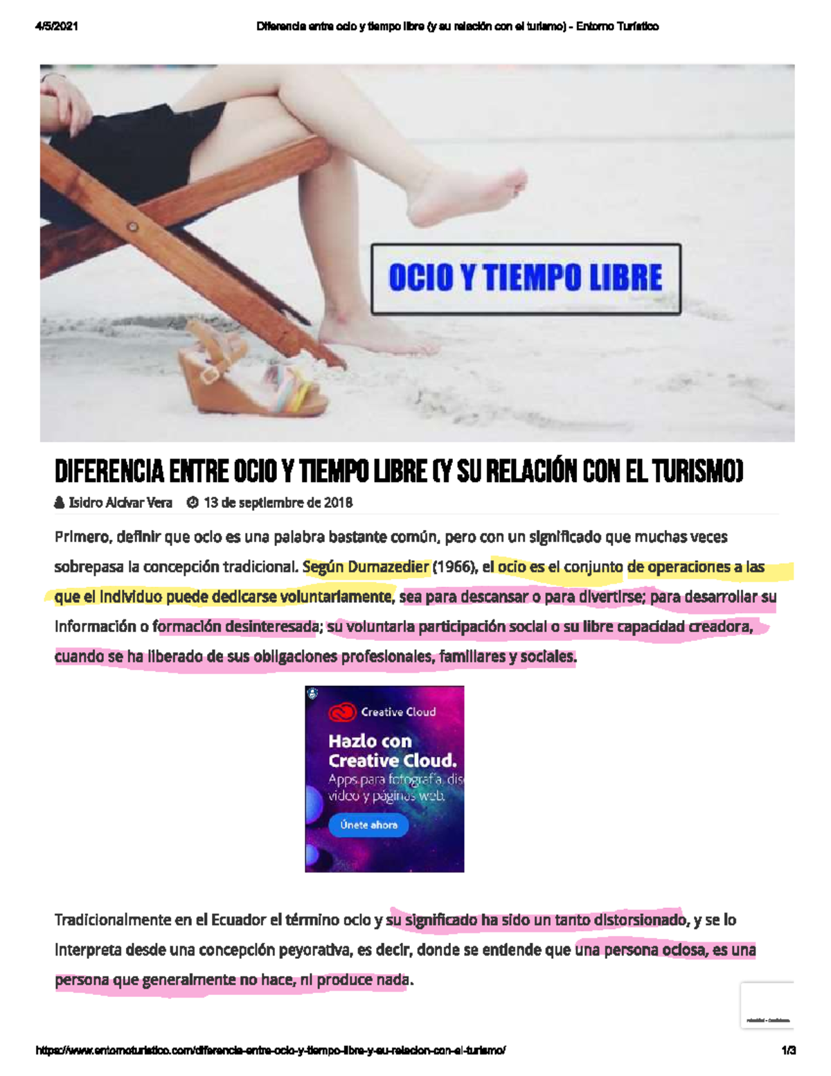 Ocio y tiempo libre - Lectura - Administración Contemporánea - UVM ...