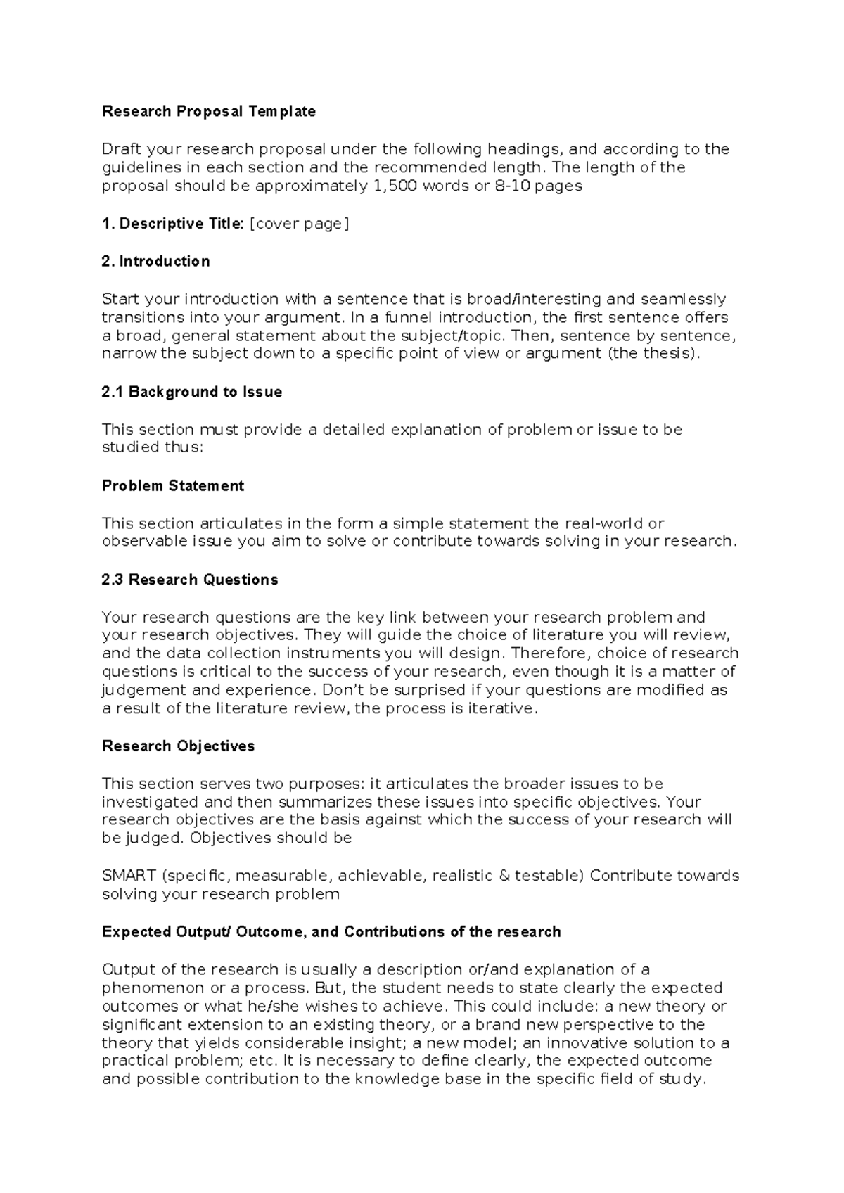 Research Proposal Template - Research Proposal Template Draft your ...
