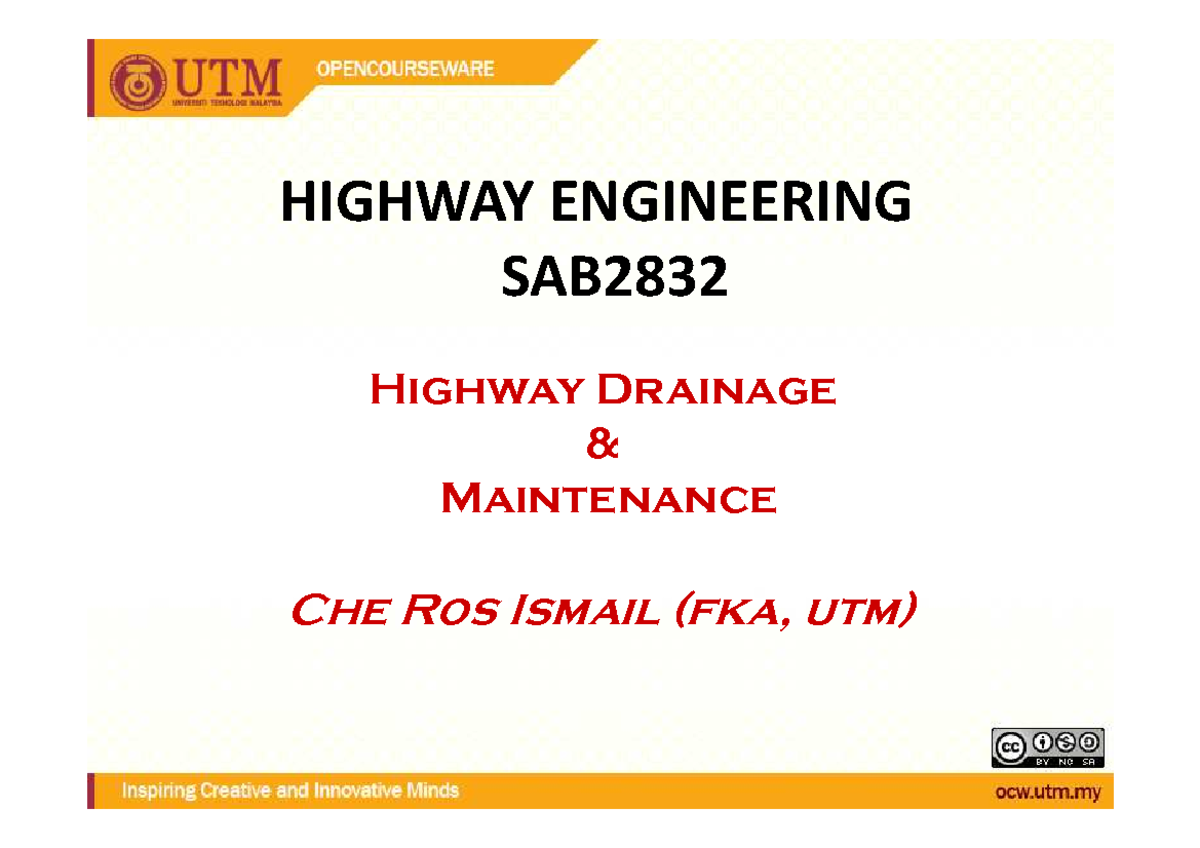 Chapter 4 - Highway Engineering - Drainage and Maintenance - - Studocu