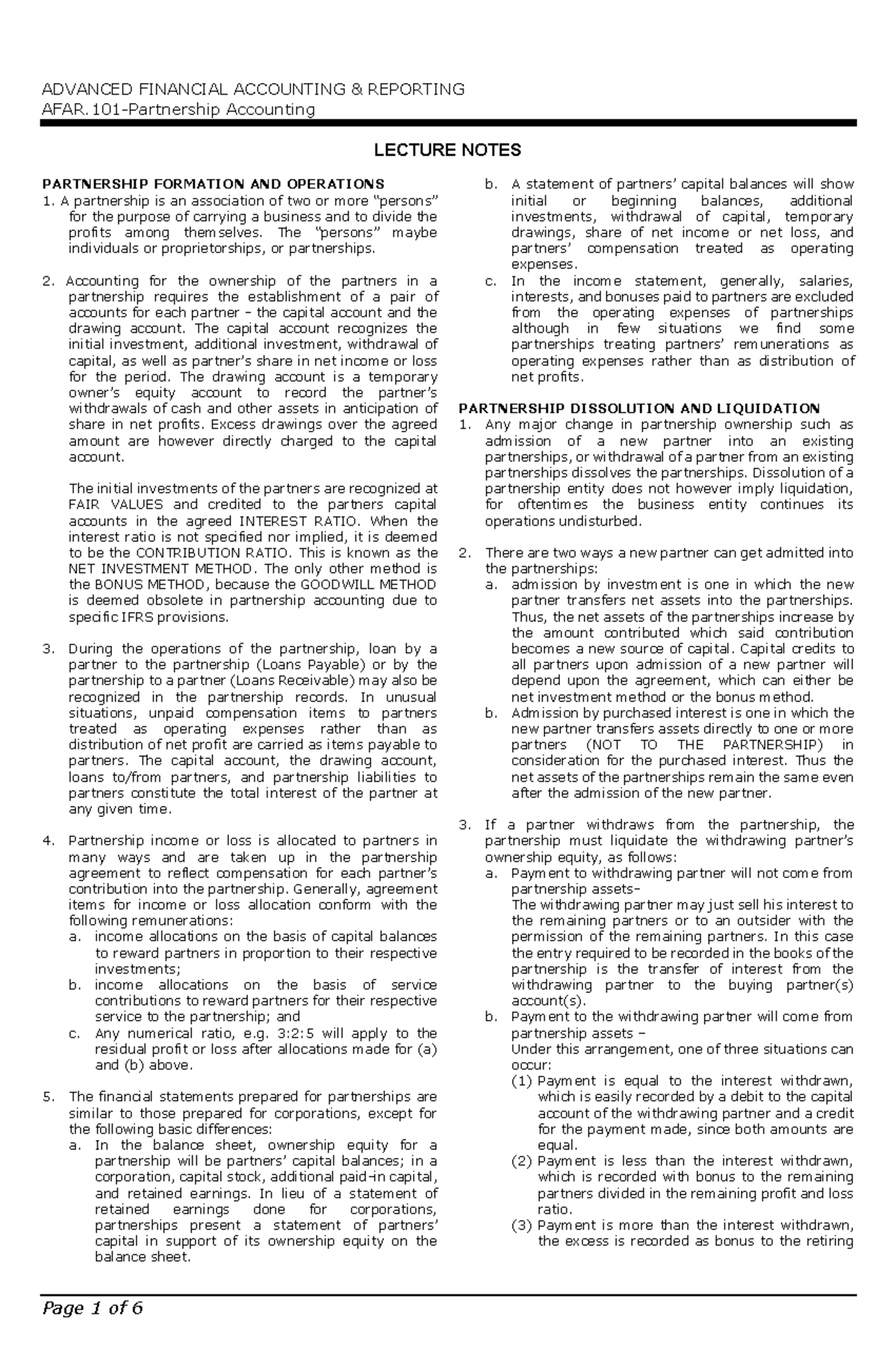 AFAR - accounting notes - ADVANCED FINANCIAL ACCOUNTING & REPORTING ...