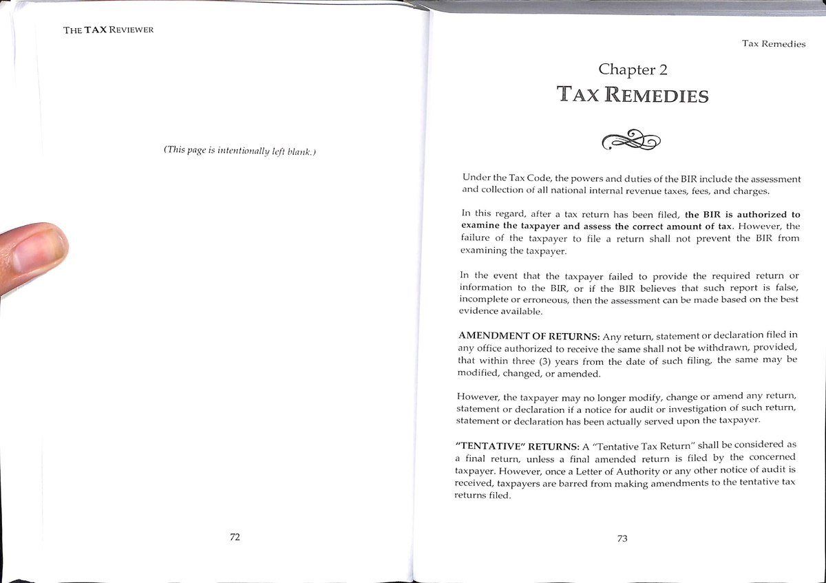 TAX Reviewer CH2 TAX Remedies - The tax Reviewer (This page is ...