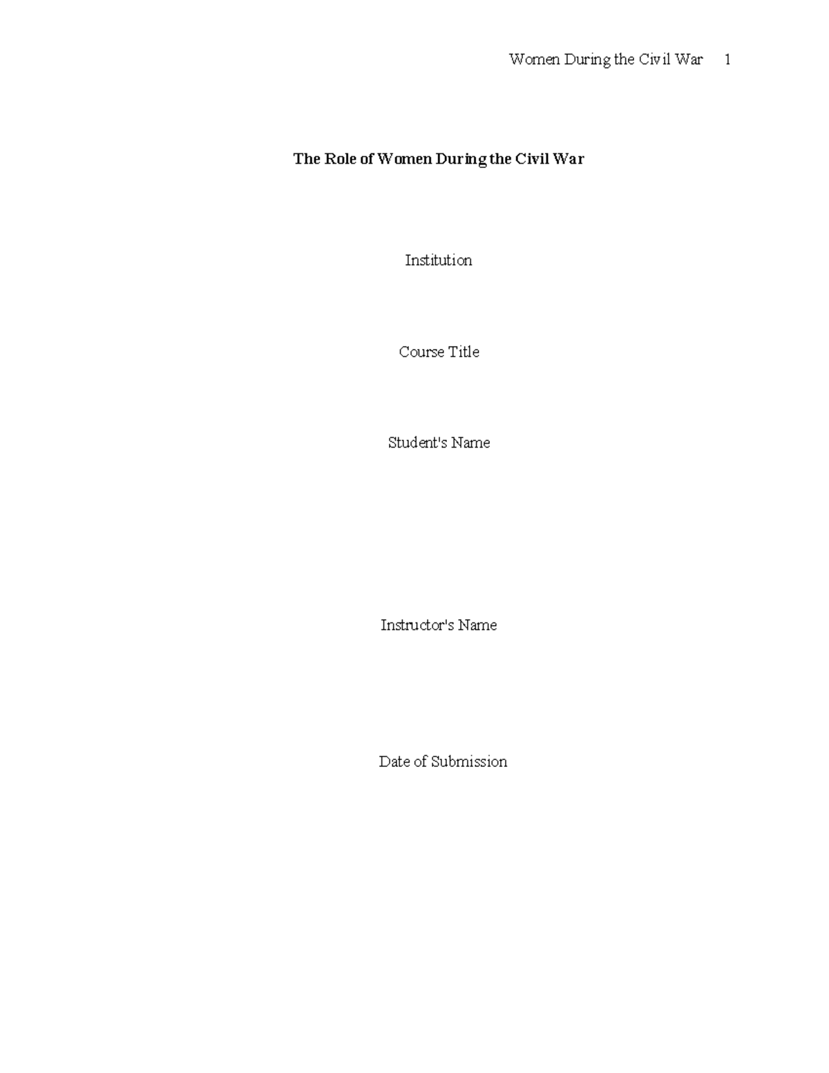 history research papers - The Role of Women During the Civil War ...